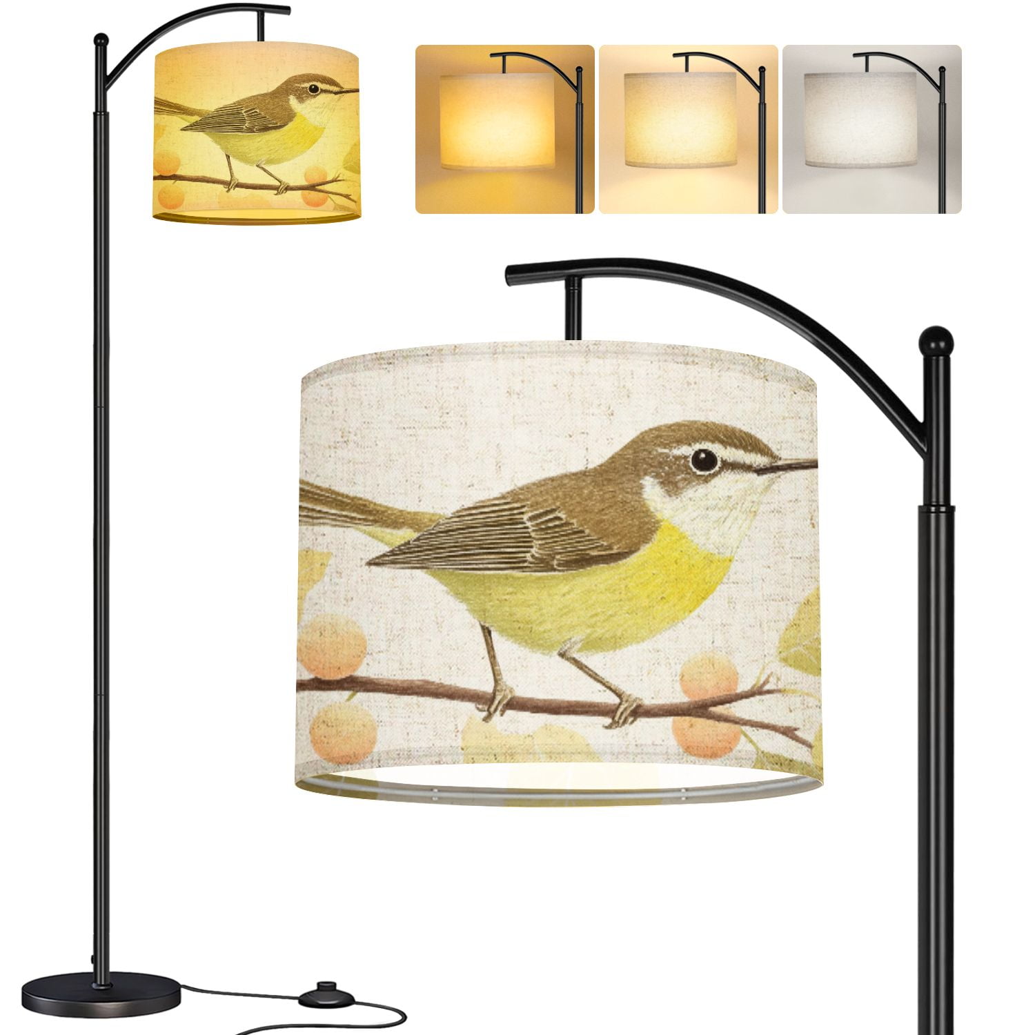 Arc Floor Lamp Branches Bird Modern Farmhouse Yellow Breasted Thin ...