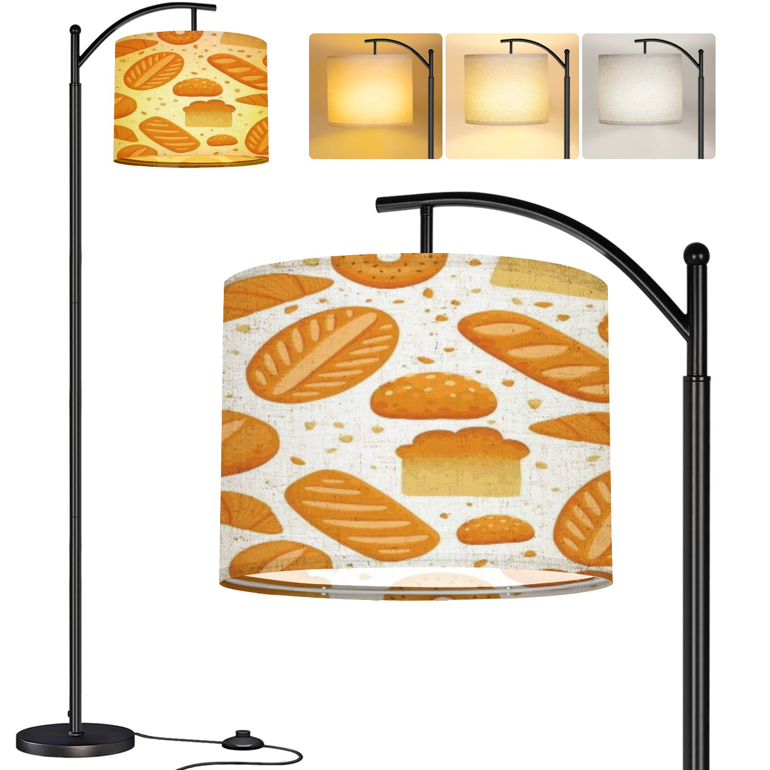 Arc Floor Lamp Bread pattern Seamless print bakery products baguettes ...