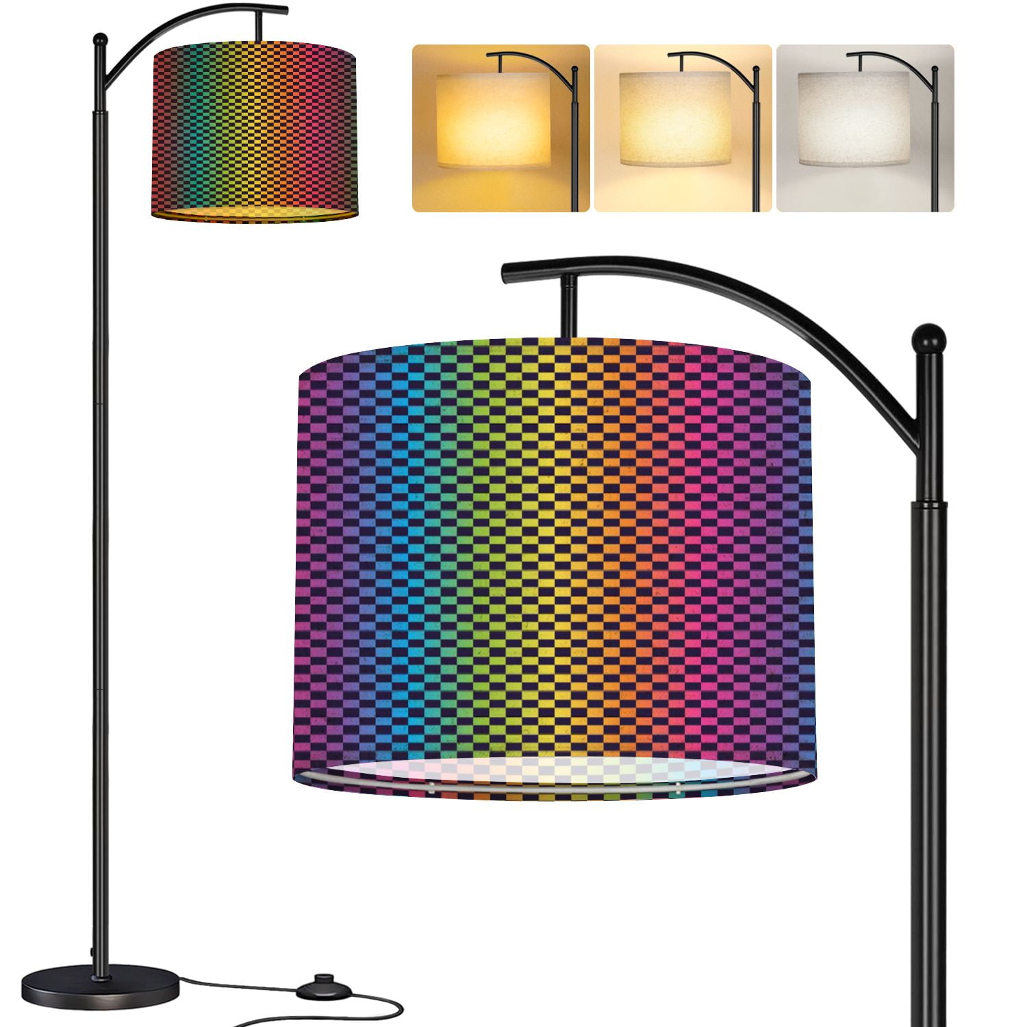 Arc Floor Lamp Bright Rainbow Retro Seamless Pattern Colorful ombre ...