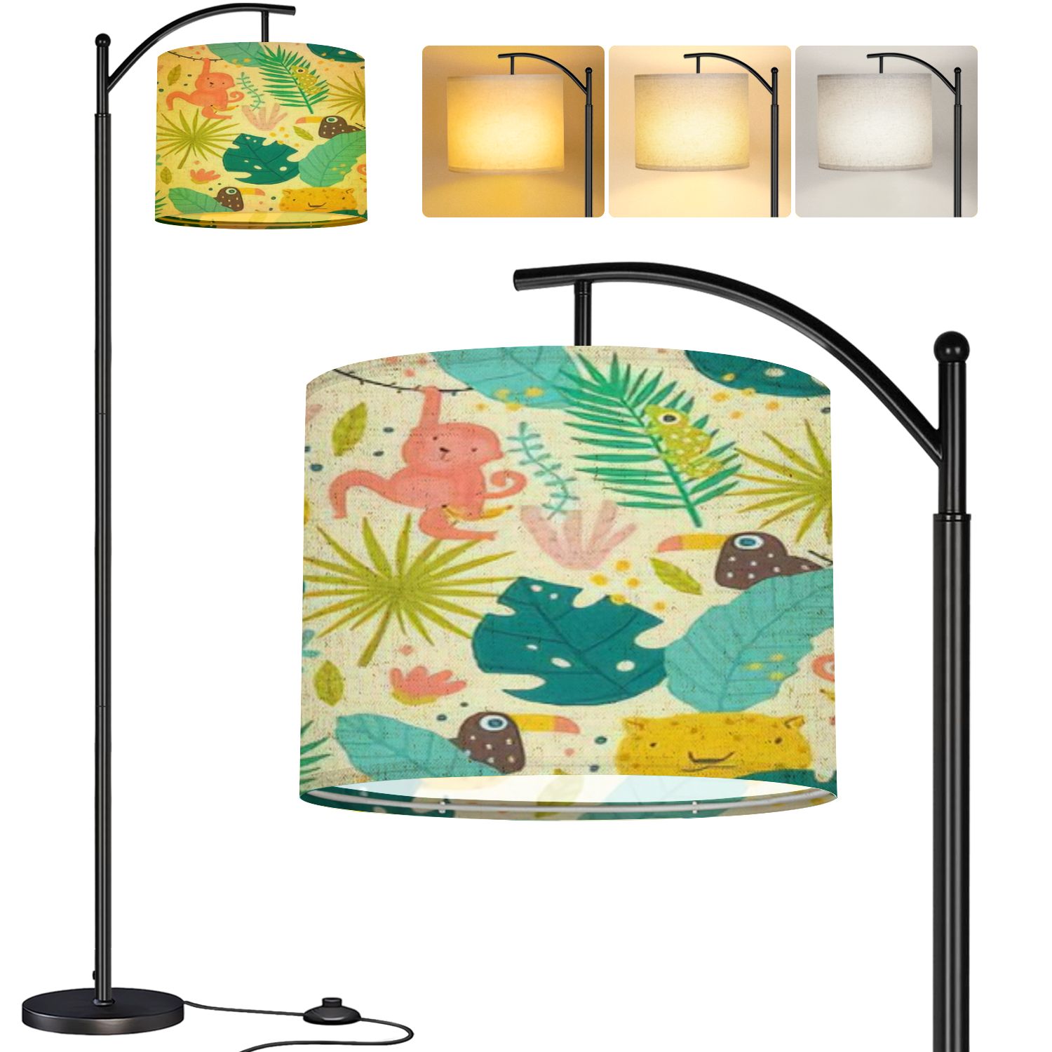 Arc Floor Lamp Bright funny jungle animals Seamless Tall Modern ...