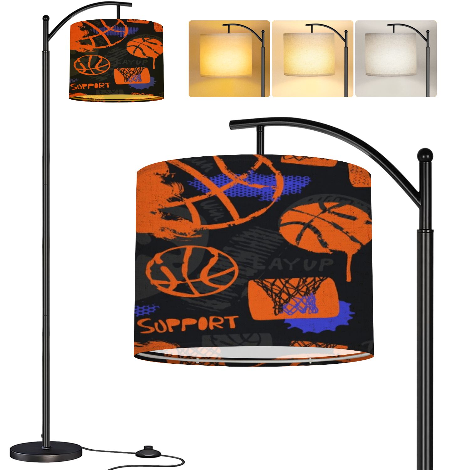 Arc Floor Lamp Bright seamless for basketball Sports hand drawn for ...