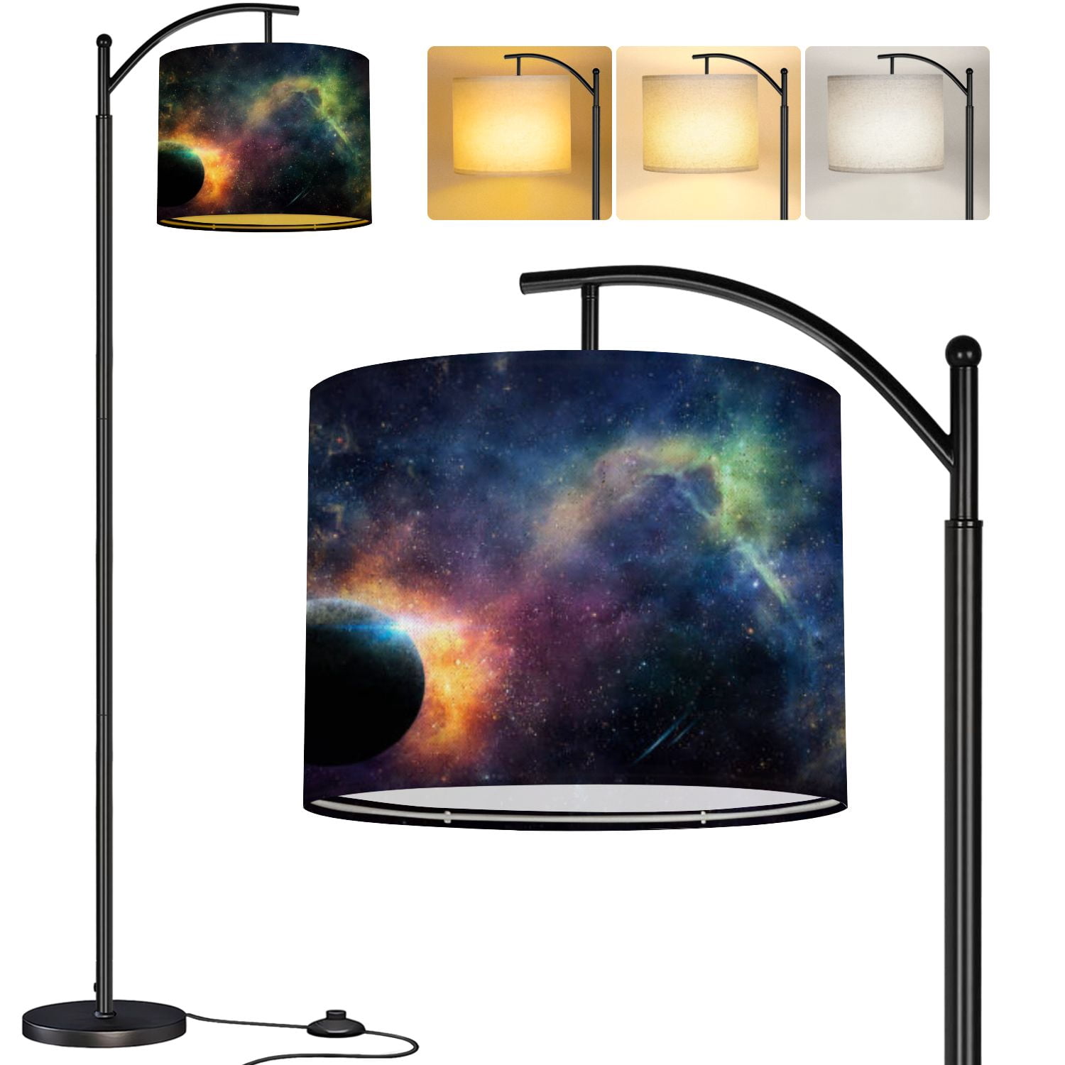 Arc Floor Lamp Bright stars abstract nebula space Tall Modern Standing ...