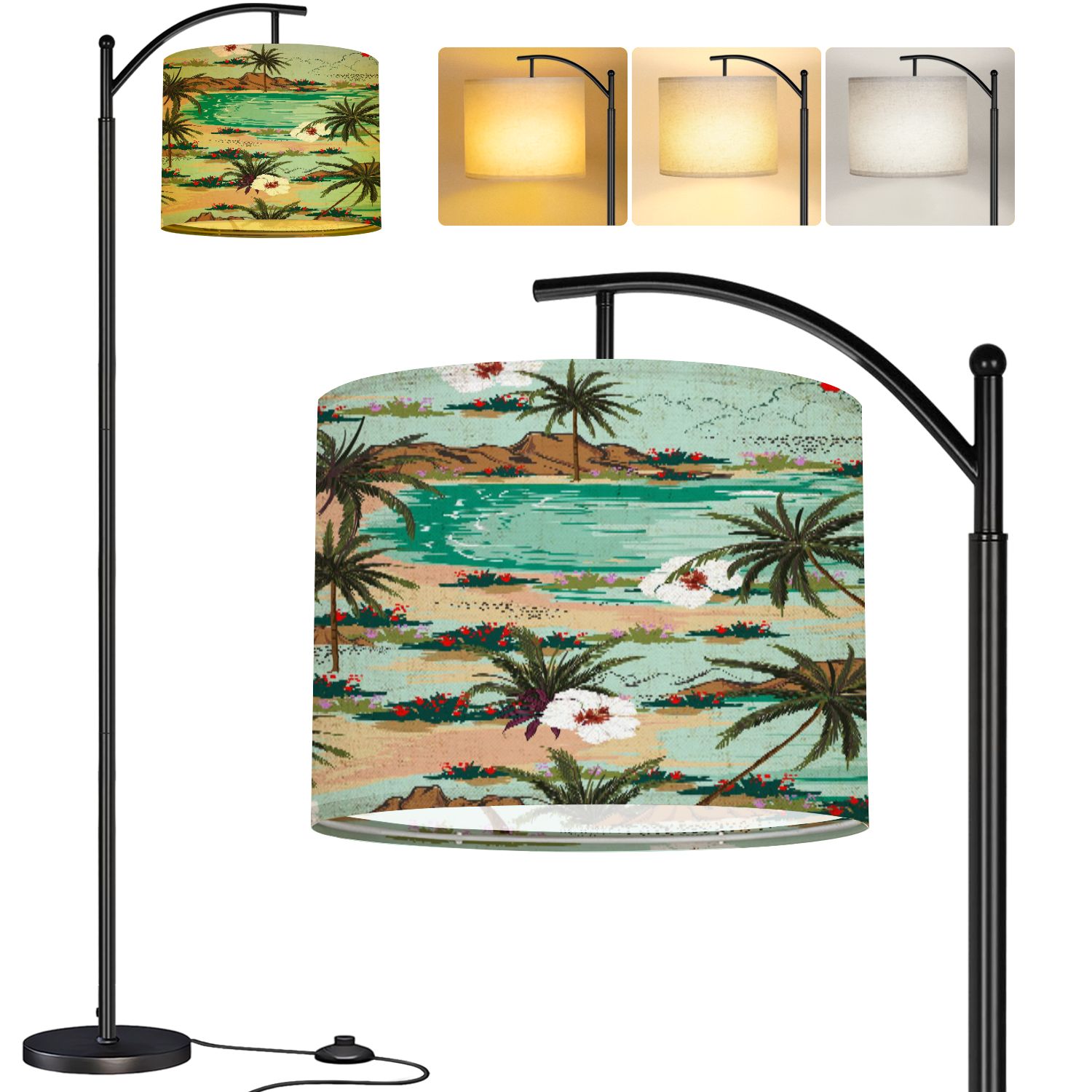 Arc Floor Lamp Bright summer hawaii seamless island pattern Landscape ...