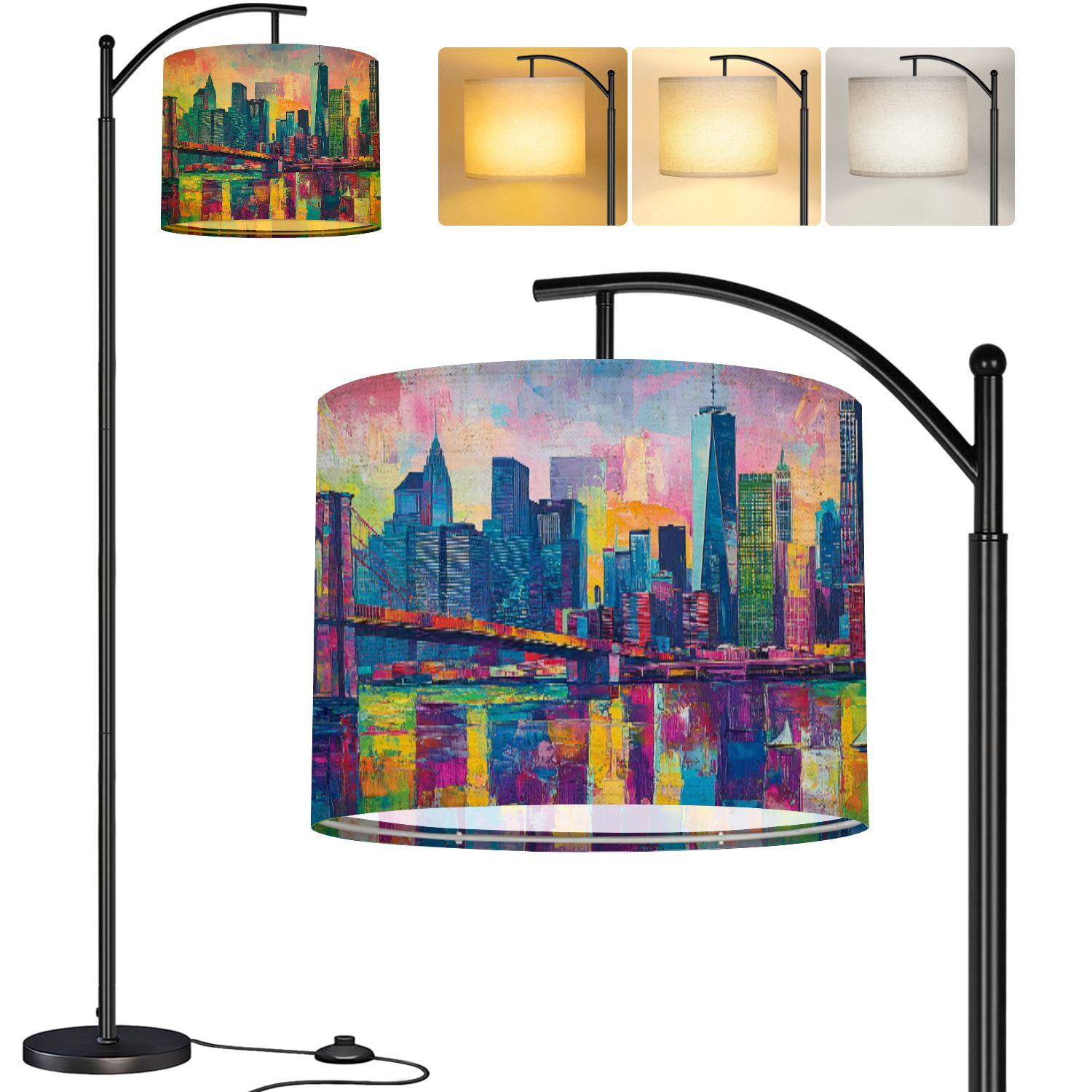Arc Floor Lamp Brooklyn Bridge Modern New York Abstract Canvas ...
