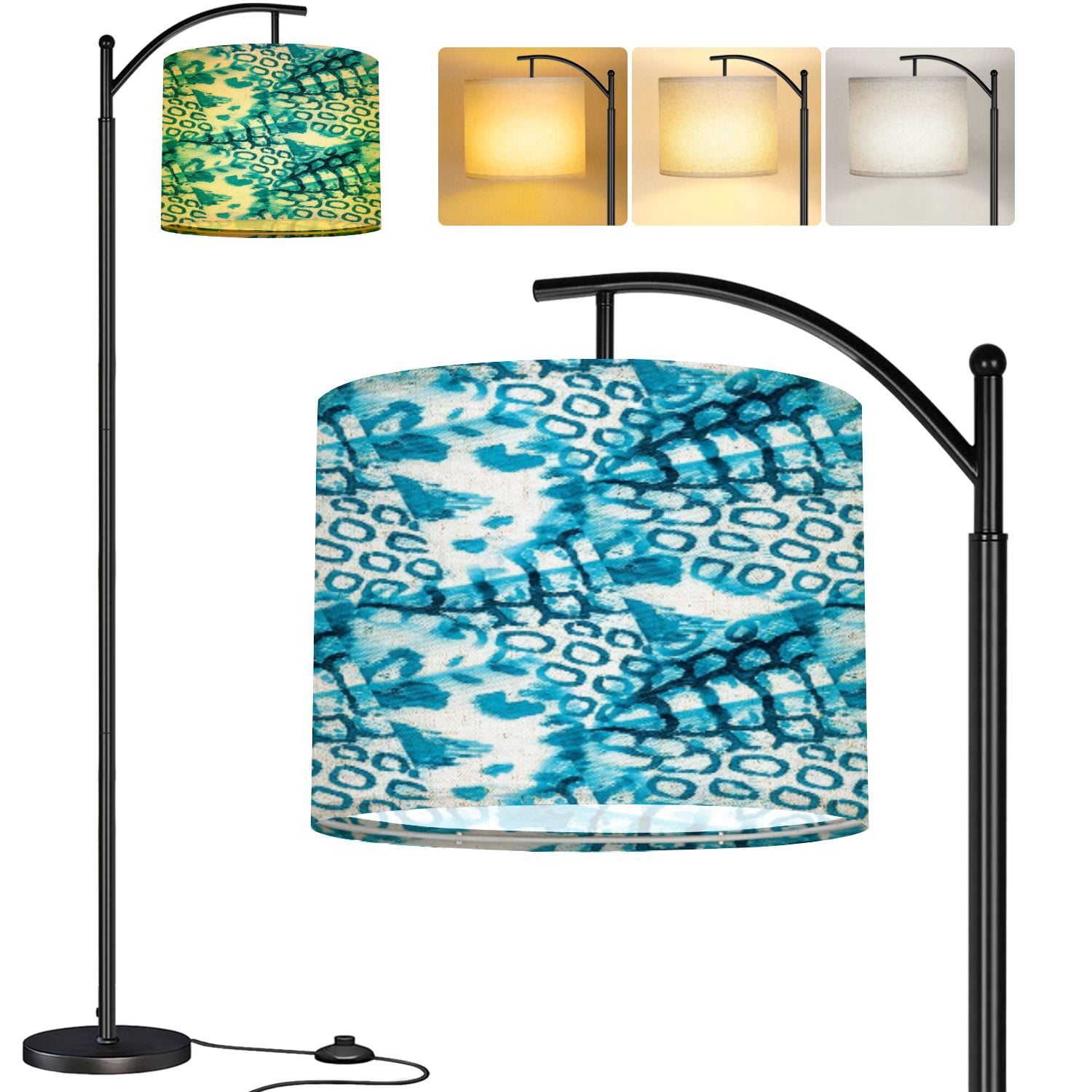 Arc Floor Lamp Brush Animal Print Indigo Seamless Sea Animal Print ...