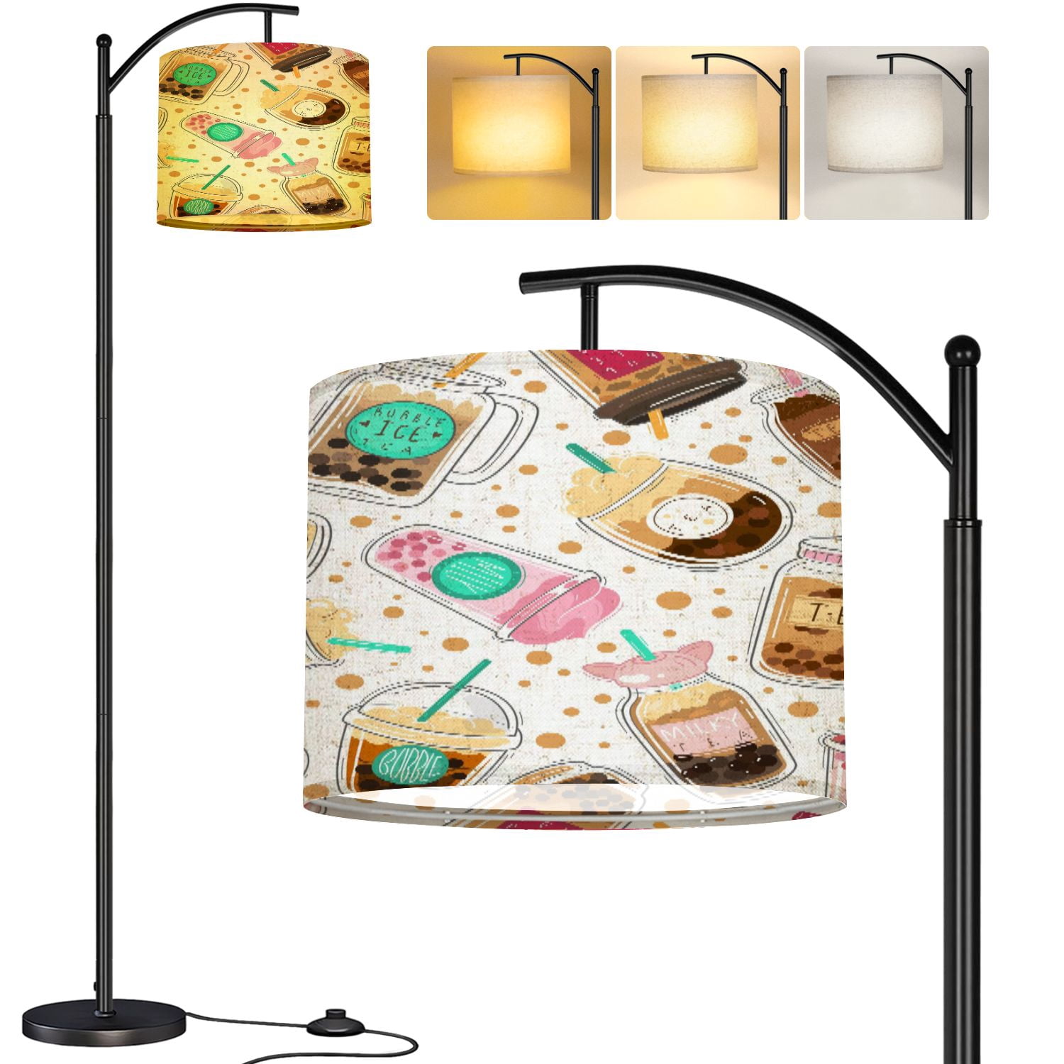 Arc Floor Lamp Bubble tea seamless pattern Taiwanese tapioca balls ...