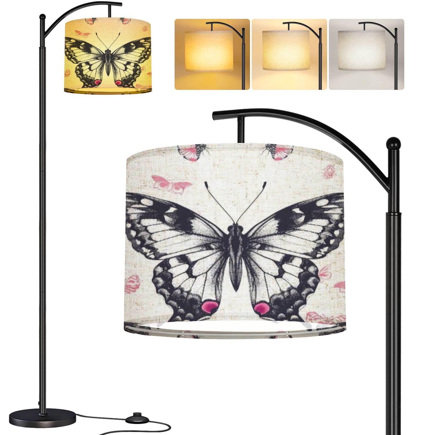 Arc Floor Lamp Butterfly Garden Solar Lights Multi Color Pack Tall ...