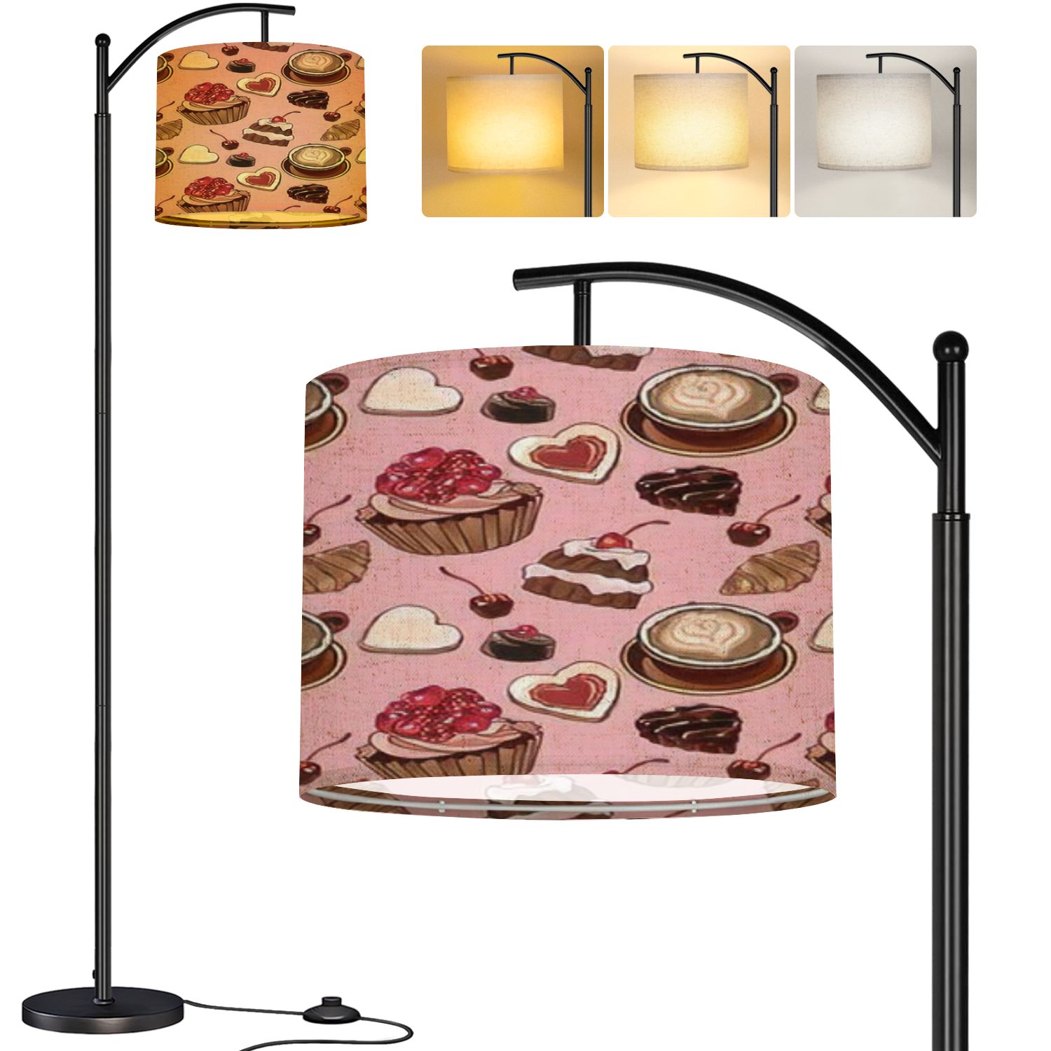 Arc Floor Lamp Cafe breakfast seamless raster Coffee pastry cupcake ...