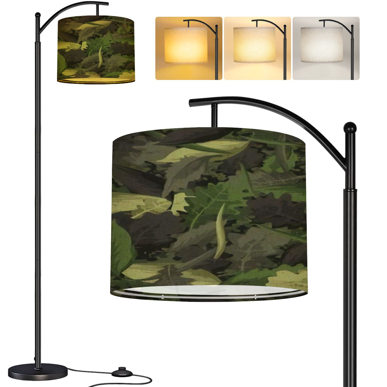 Arc Floor Lamp Camouflage leaves seamless Abstract modern nature floral ...