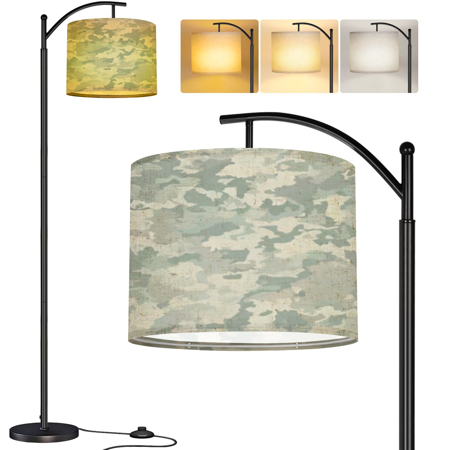 Arc Floor Lamp Camouflage military Abstract pattern Tall Modern ...