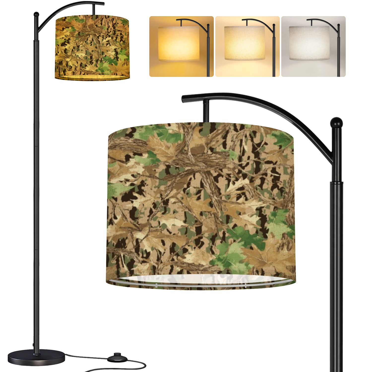 Arc Floor Lamp Camouflage seamless pattern Forest real tree camouflage ...