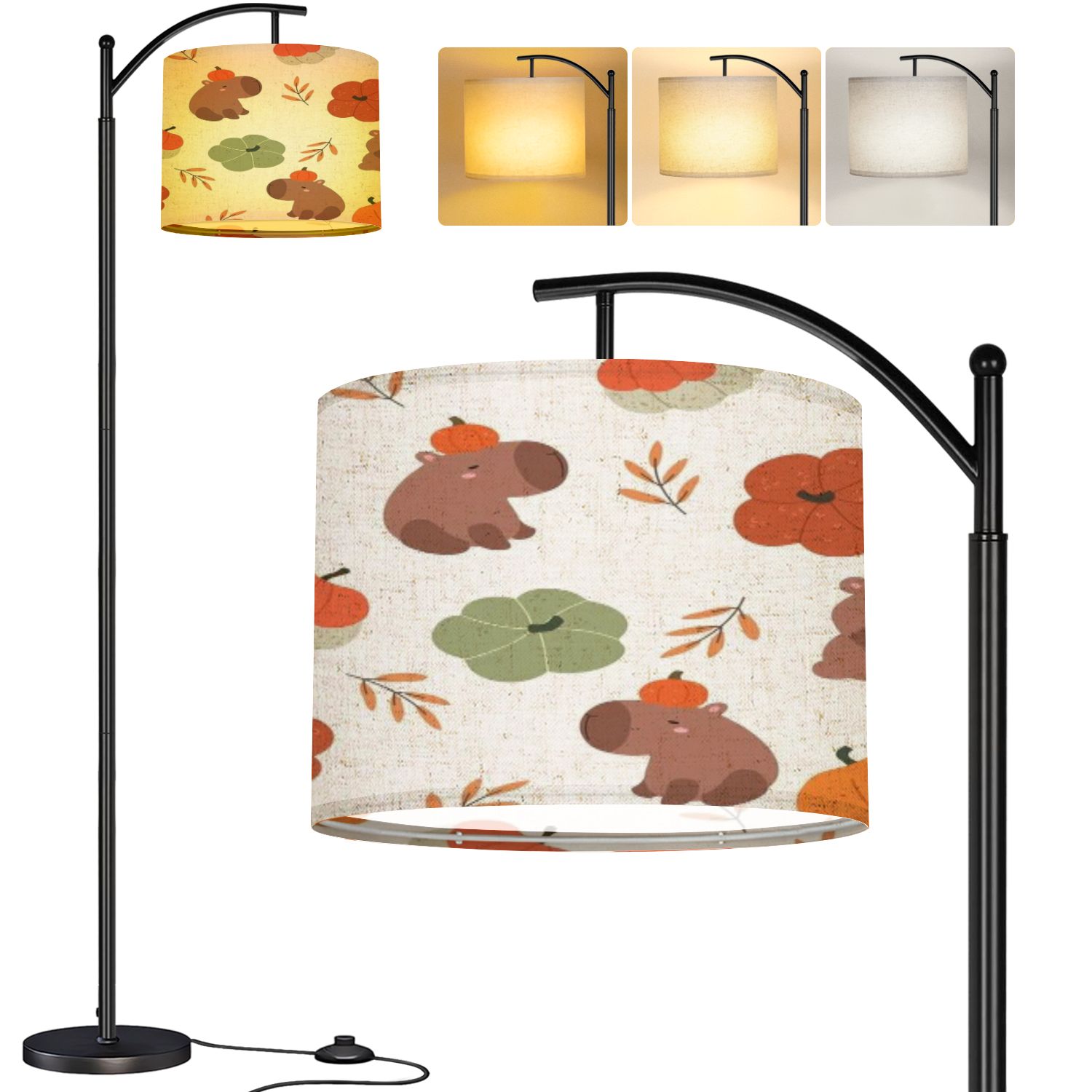 Arc Floor Lamp Capybara pumkins pattern Seamless pattern cute capybara ...