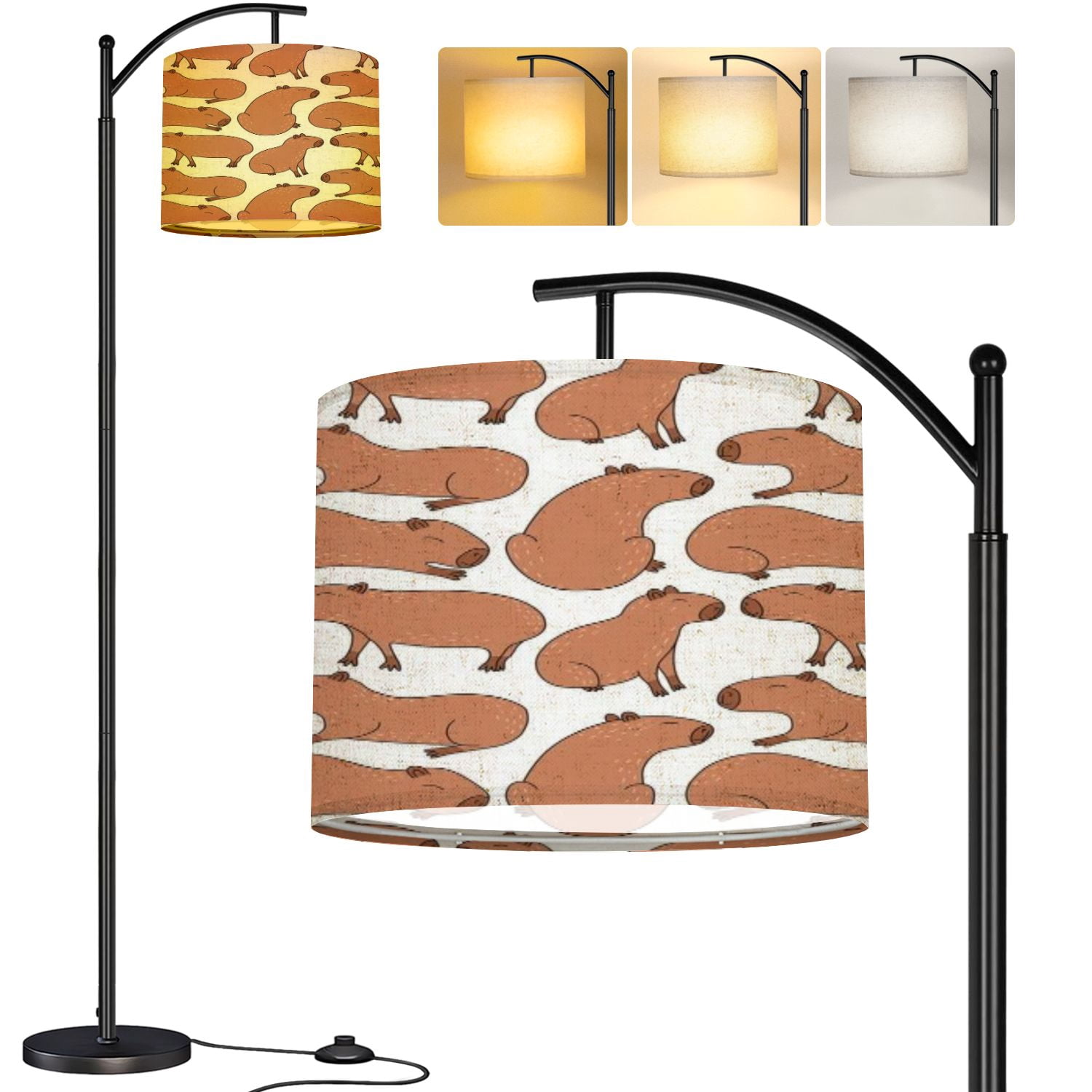 Arc Floor Lamp Capybara seamless pattern flat style white capybaras ...
