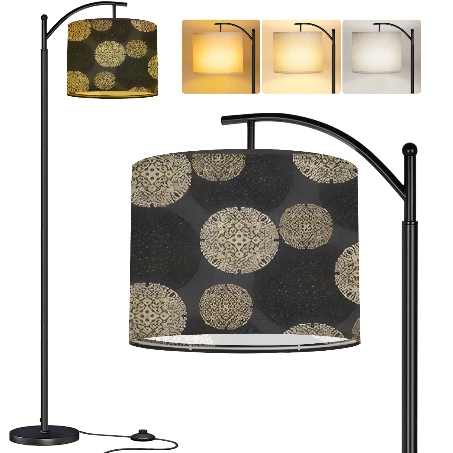Arc Floor Lamp Carpet bathmat Boho style ethnic pattern distressed ...