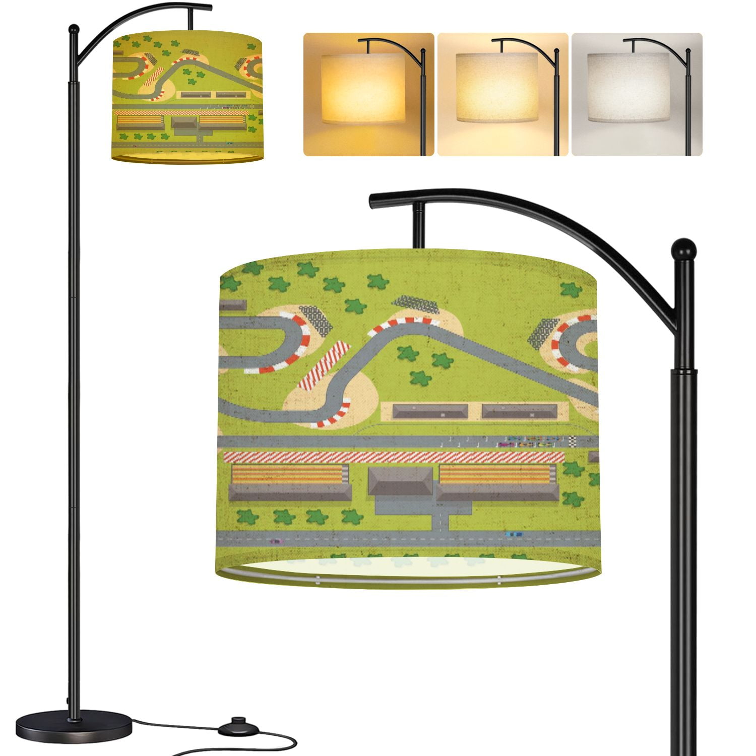 Arc Floor Lamp Cartoon Race Track Cars Landscape Top View Auto ...