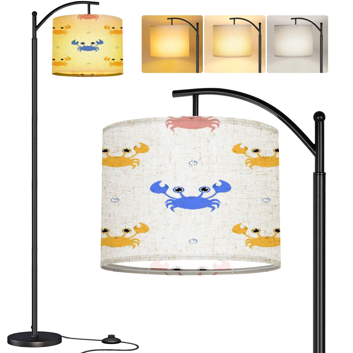 Arc Floor Lamp Cartoon crab baby seamless pattern Nursery gift wrap poster Tall Modern Standing ...