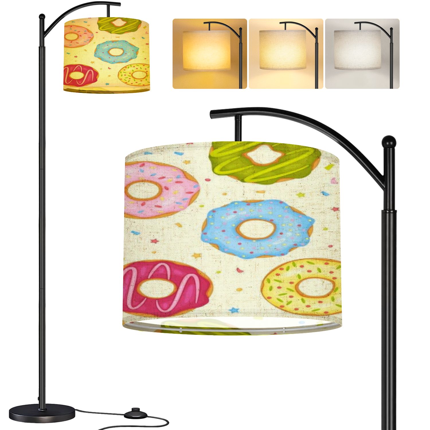 Arc Floor Lamp Cartoon cute donuts seamless pattern glazed donut ...