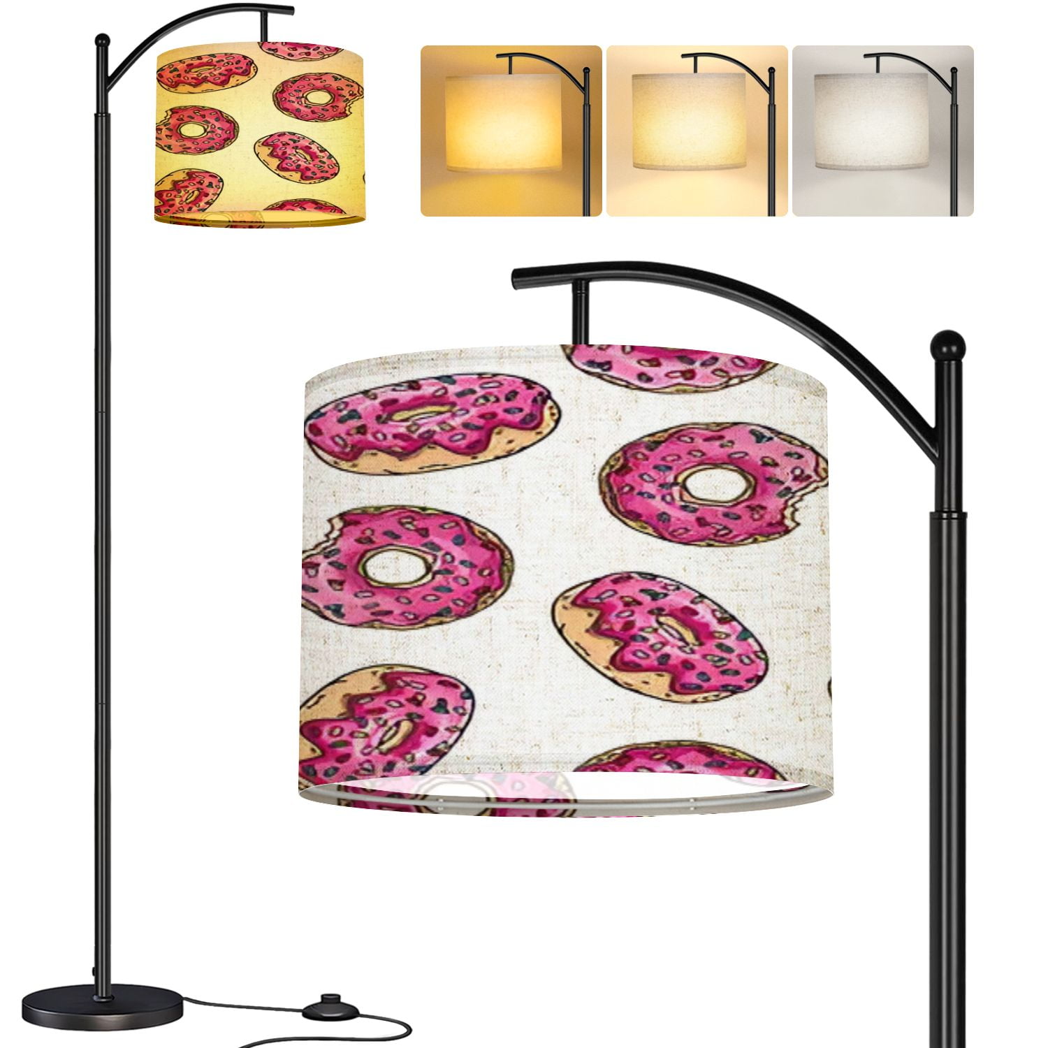 Arc Floor Lamp Cartoon donuts pink glaze colored sprinkles white ...