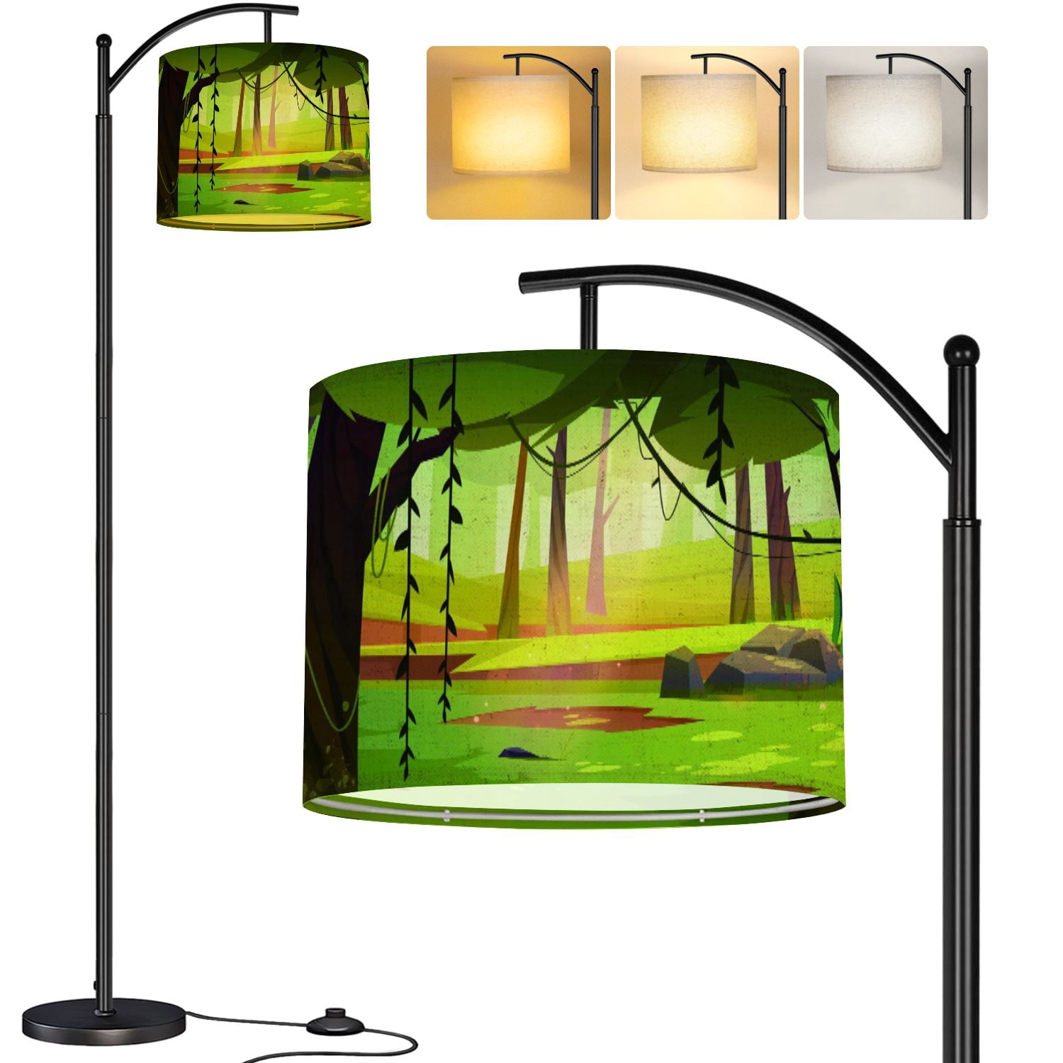 Arc Floor Lamp Cartoon forest nature landscape deciduous trees moss ...