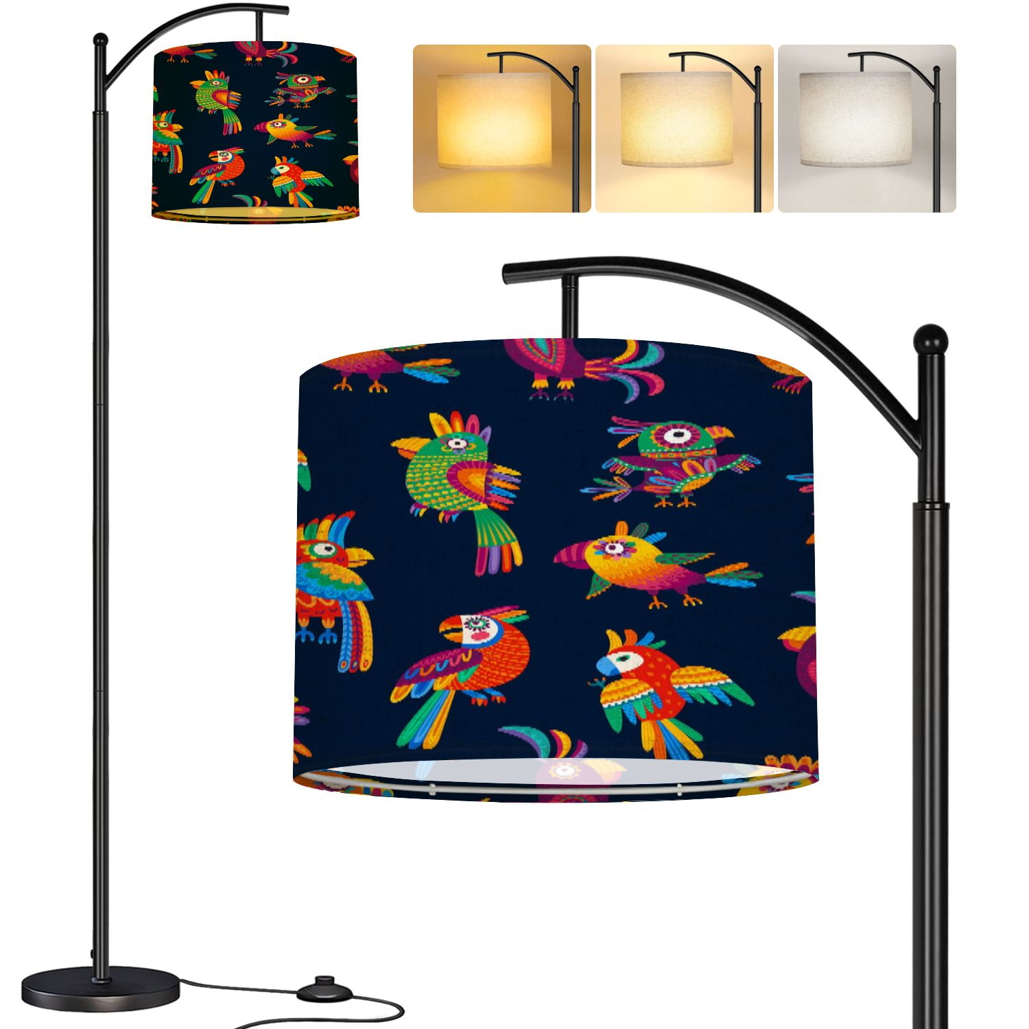 Arc Floor Lamp Cartoon mexican brazilian parrots seamless pattern ...