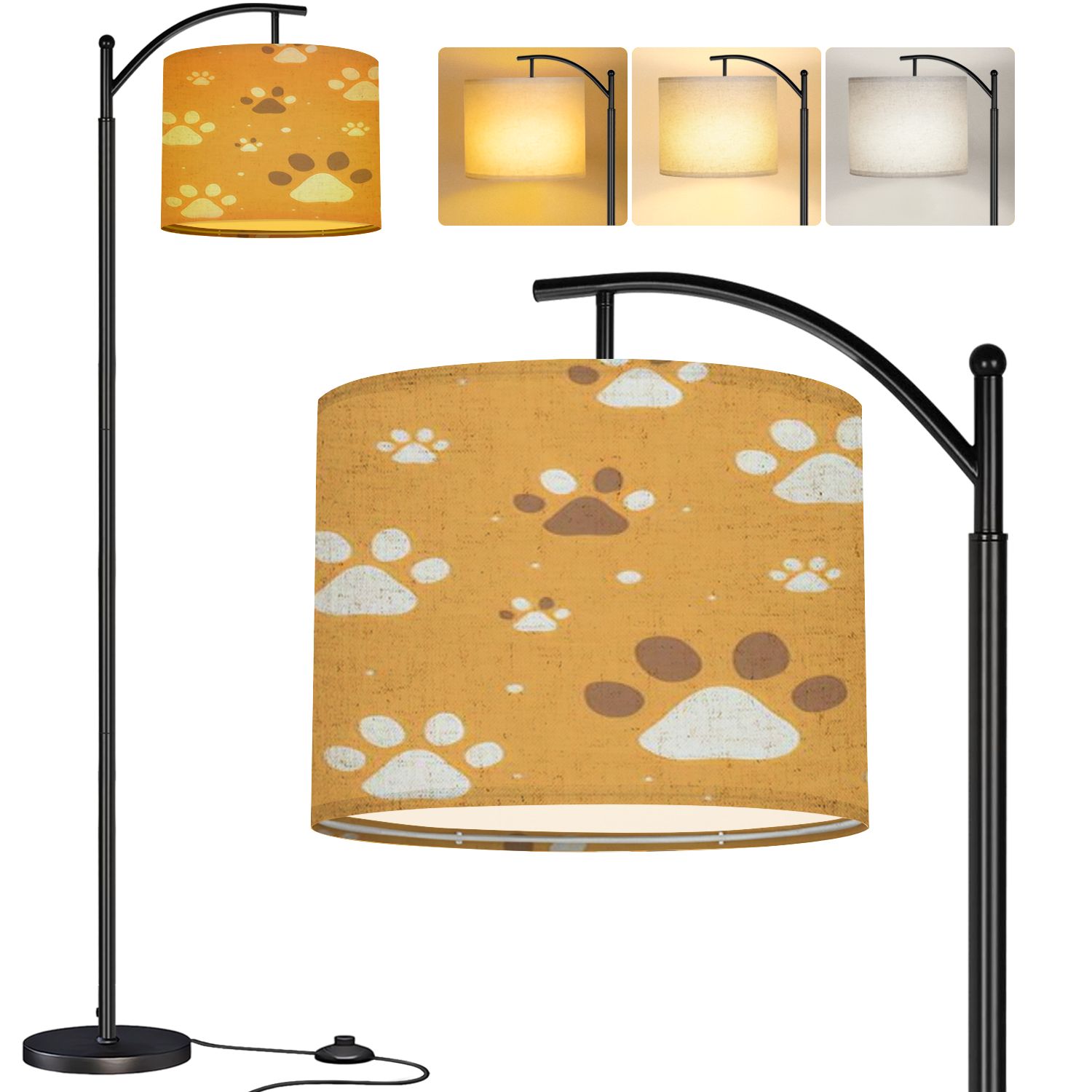 Arc Floor Lamp Cat paws seamless Cat paw Dog paws Yellow color Tall ...