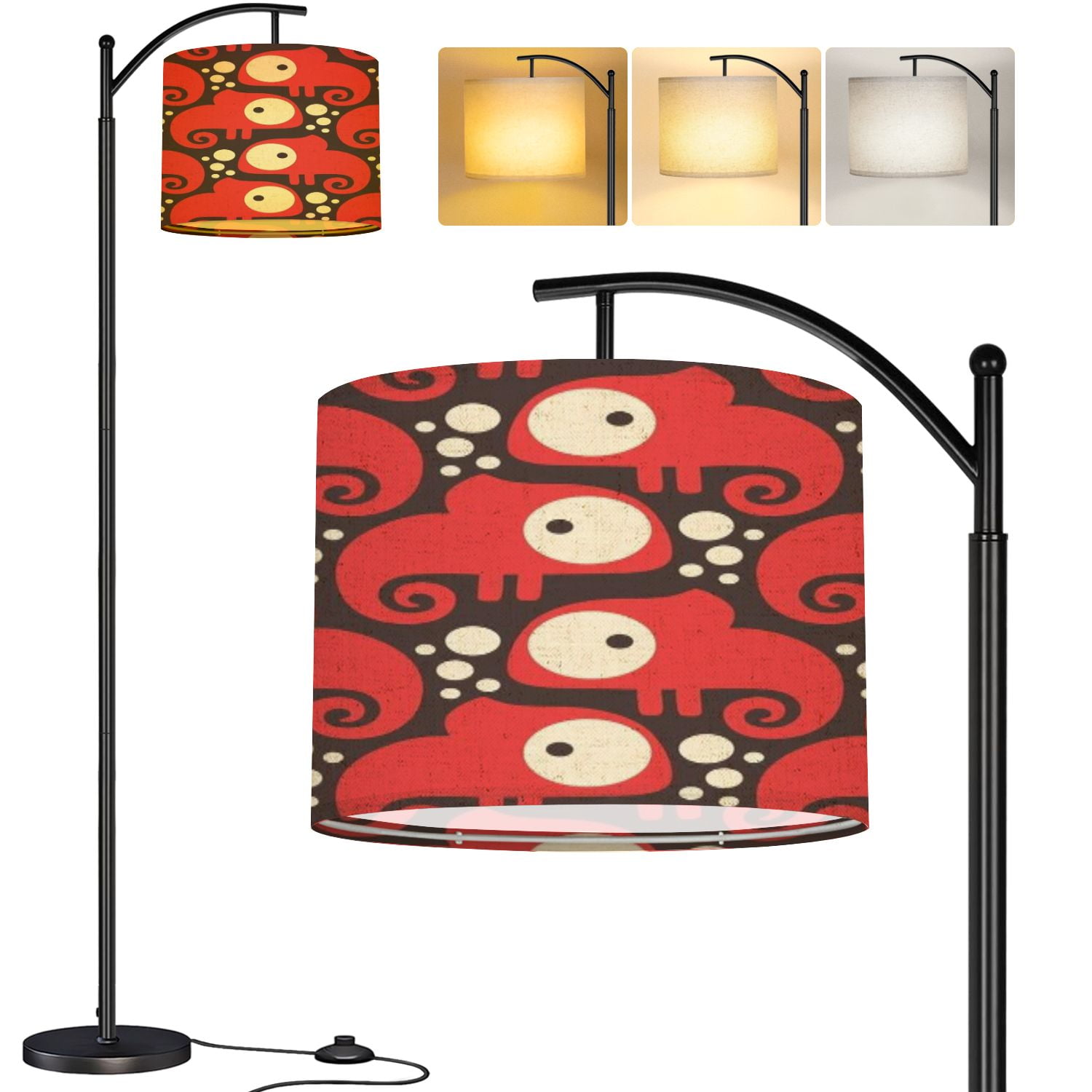 Arc Floor Lamp Chameleon Nursery Designs Fabric Textures Tall Modern Standing Lamp LED ...