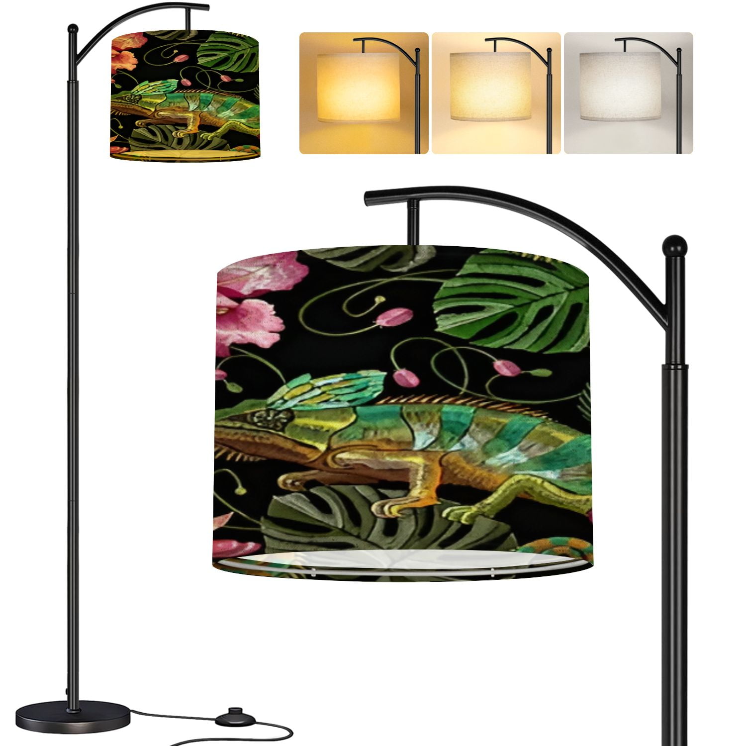 Arc Floor Lamp Chameleon tropical pink orchids paradise flower seamless ...