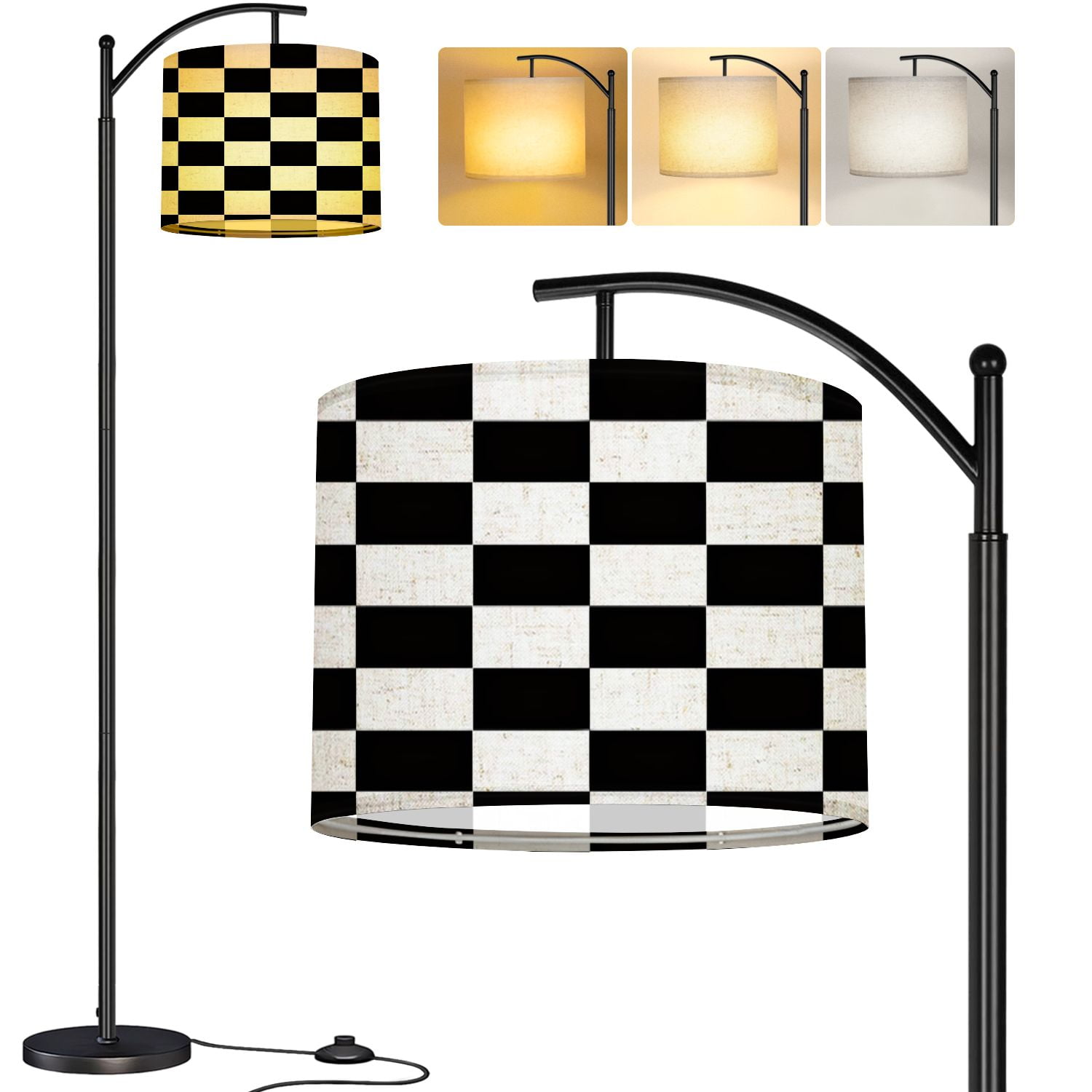 Arc Floor Lamp Checker chess square abstract Black white squares ...