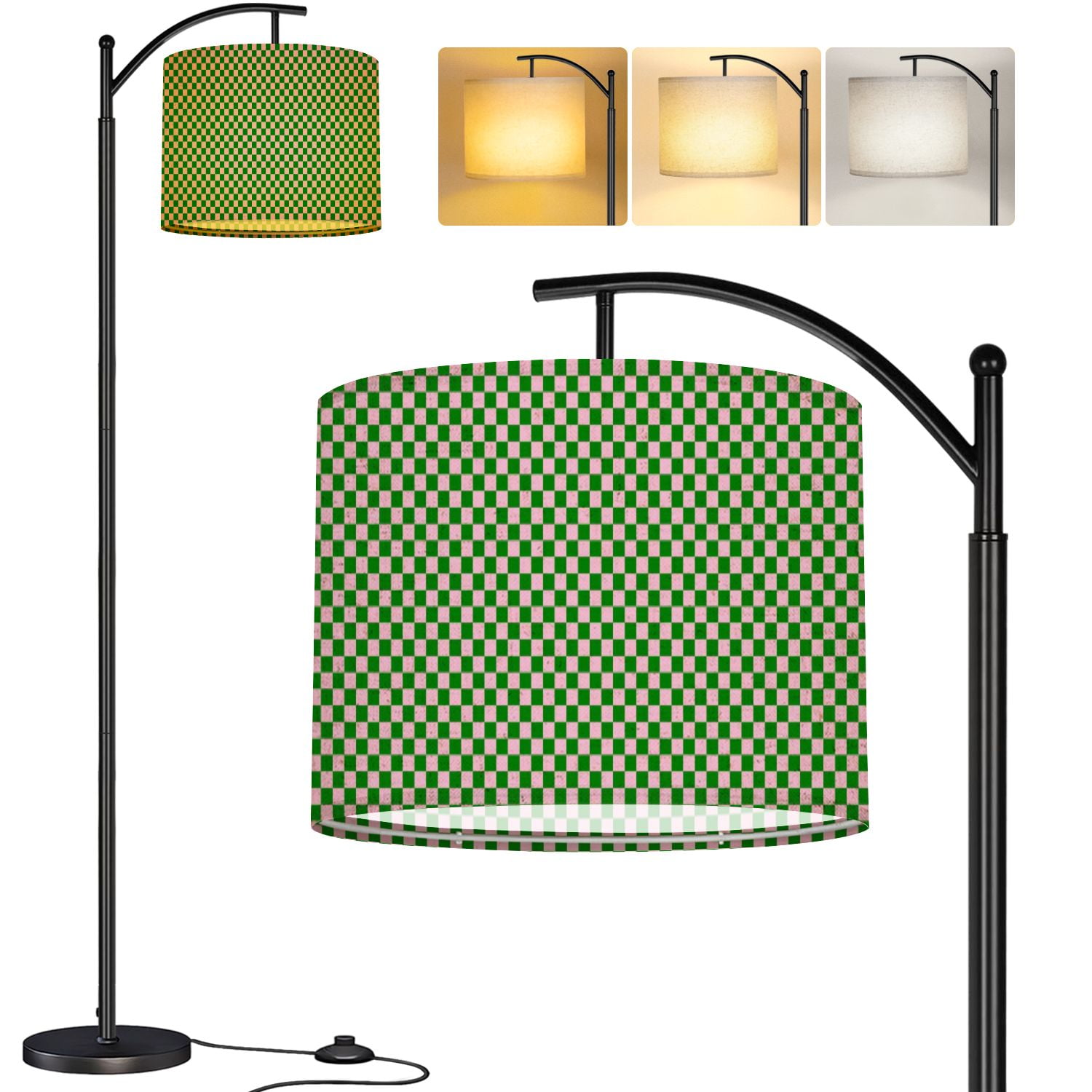 Arc Floor Lamp Checkerboard Green colors checkerboard Small Tall Modern ...
