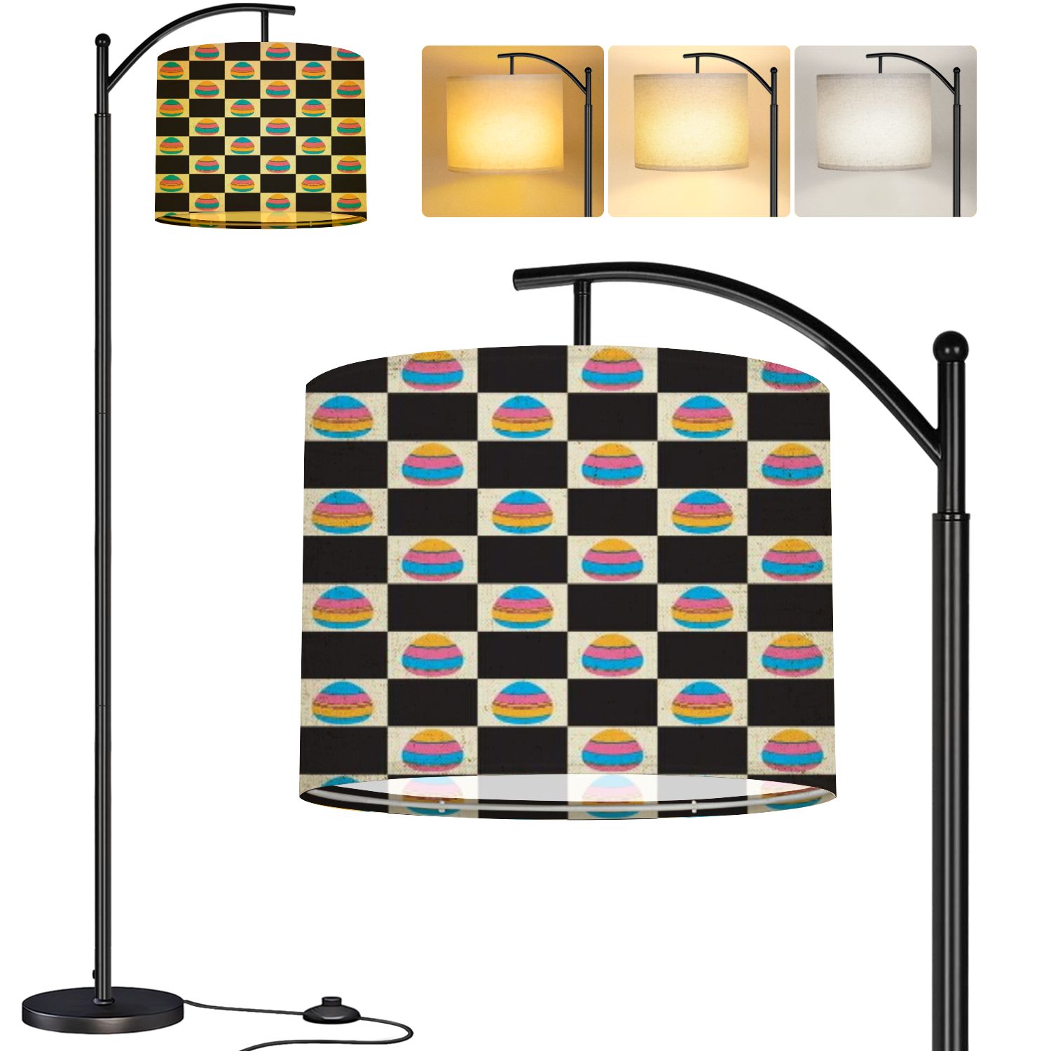 Arc Floor Lamp Checkered board bright artistic Easter Egg shape ...