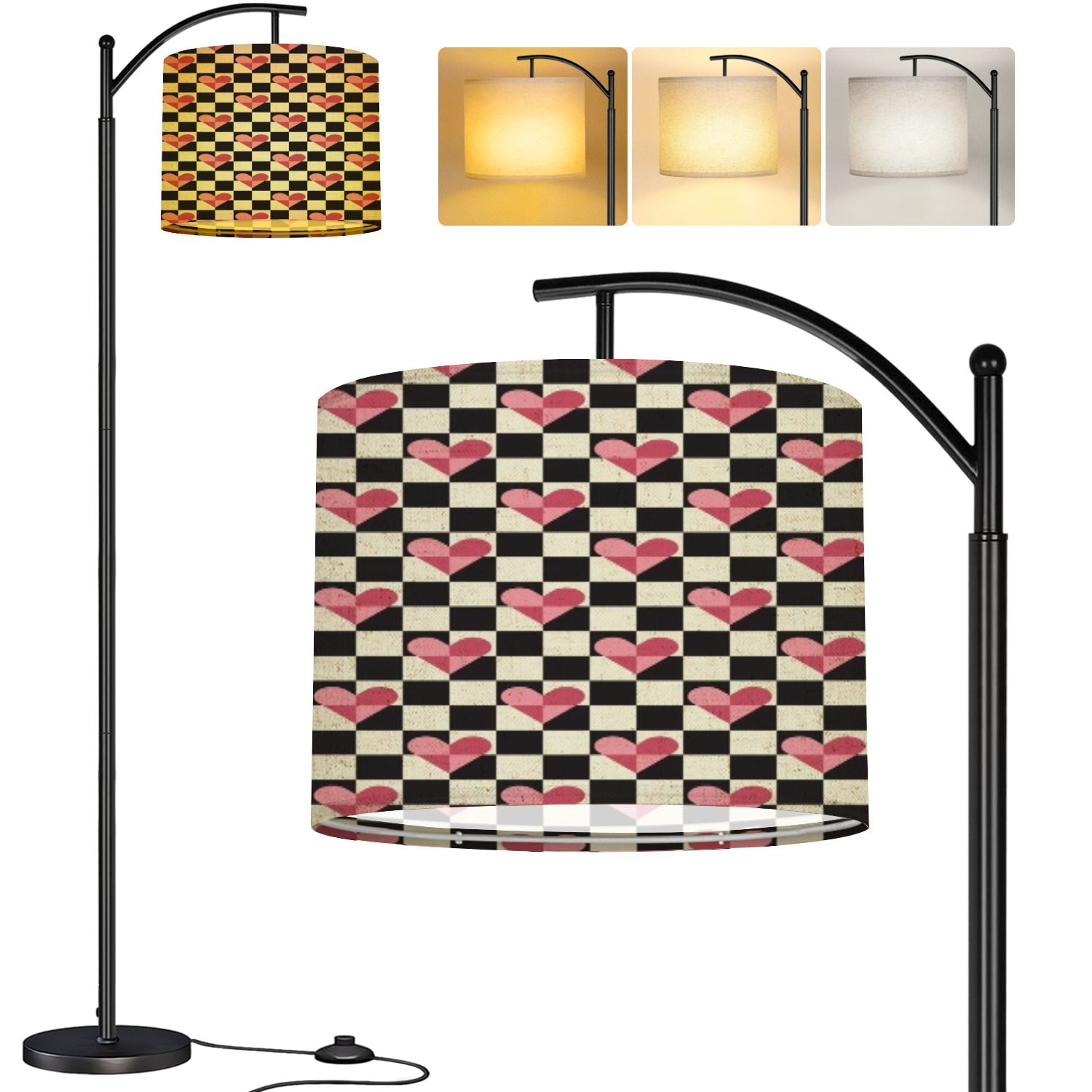Arc Floor Lamp Checkered board bright heart shape abstract seamless ...