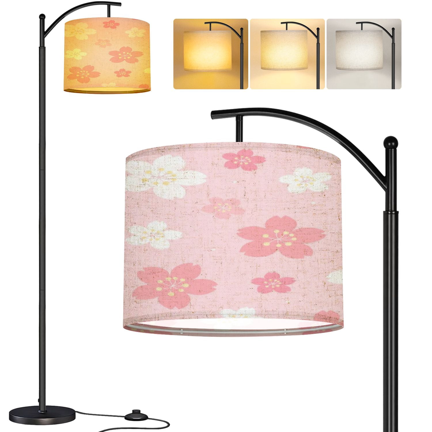 Arc Floor Lamp Cherry blossom seamless pattern Tall Modern Standing ...