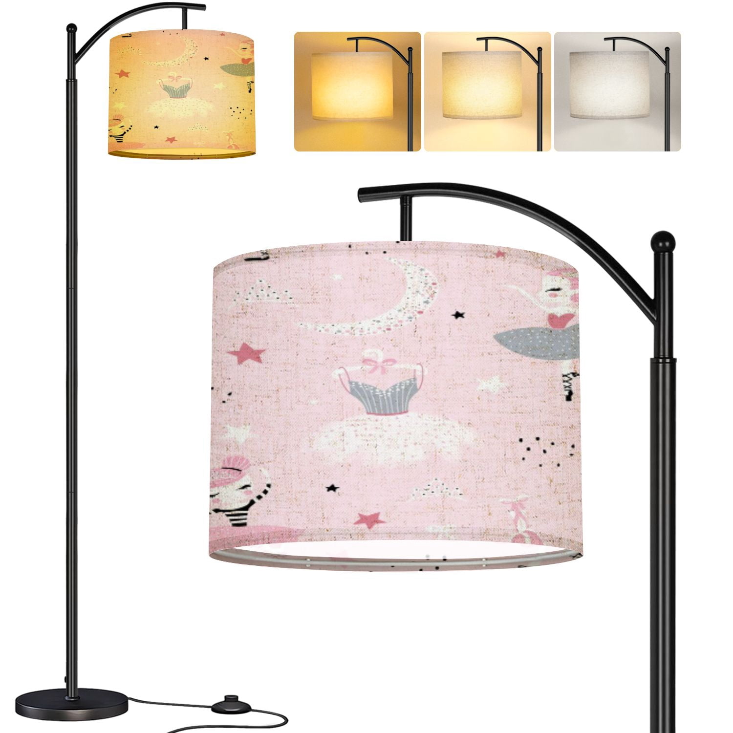 Arc Floor Lamp Childish seamless cute hand drawn ballerina dancing moon ...