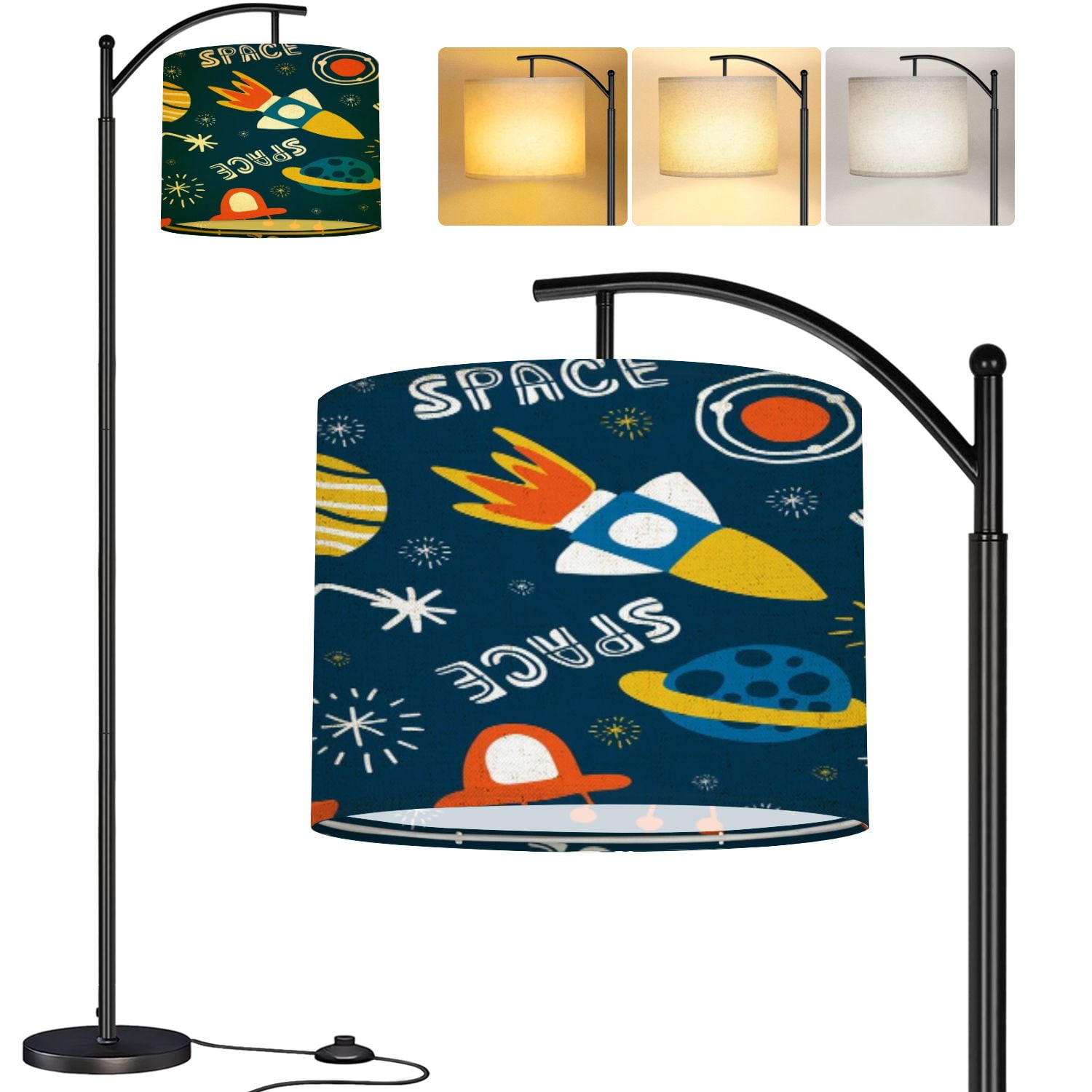 Arc Floor Lamp Childish seamless hand drawn space elements space rocket ...