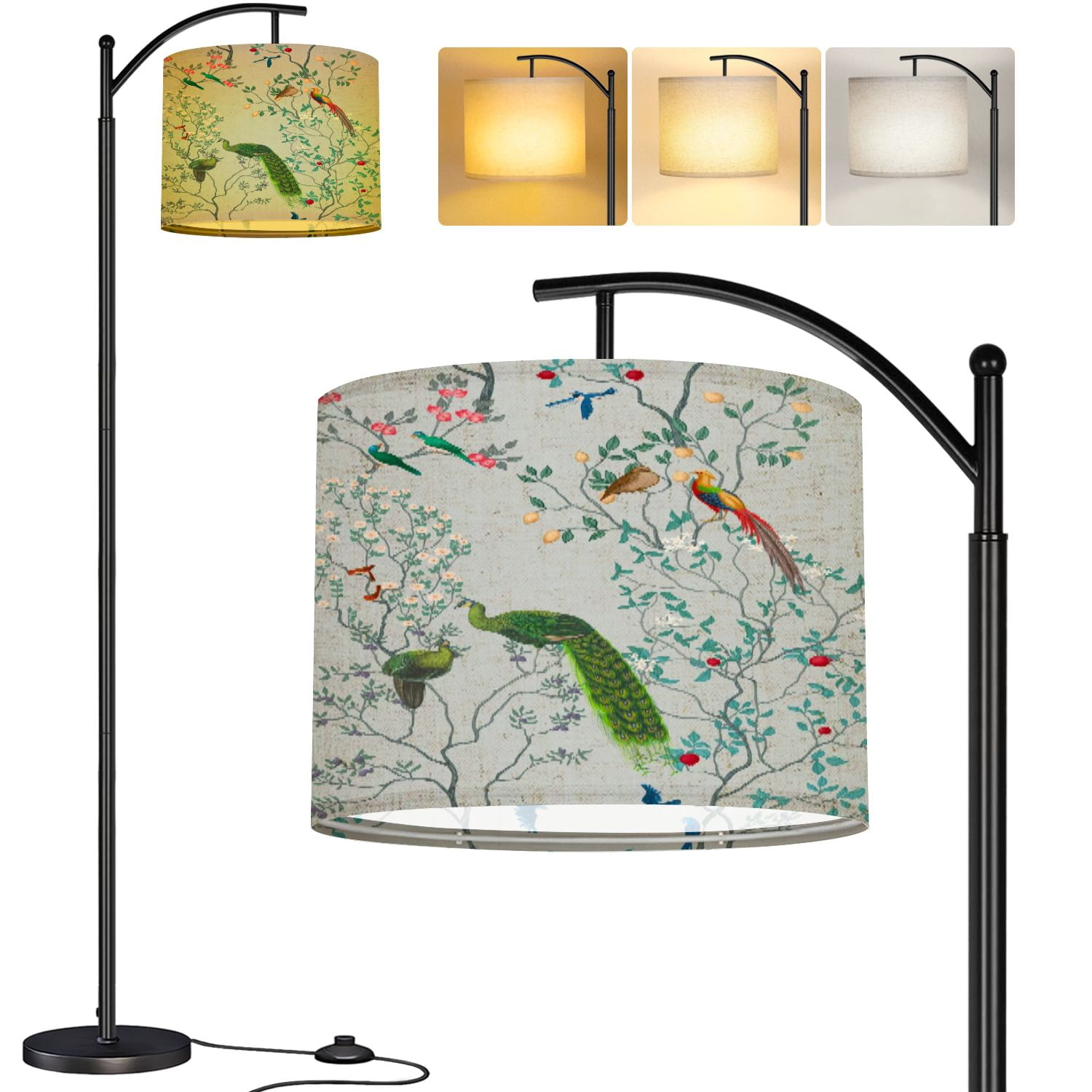 Arc Floor Lamp Chinoiserie Vintage floral for fabric poster print Mural ...