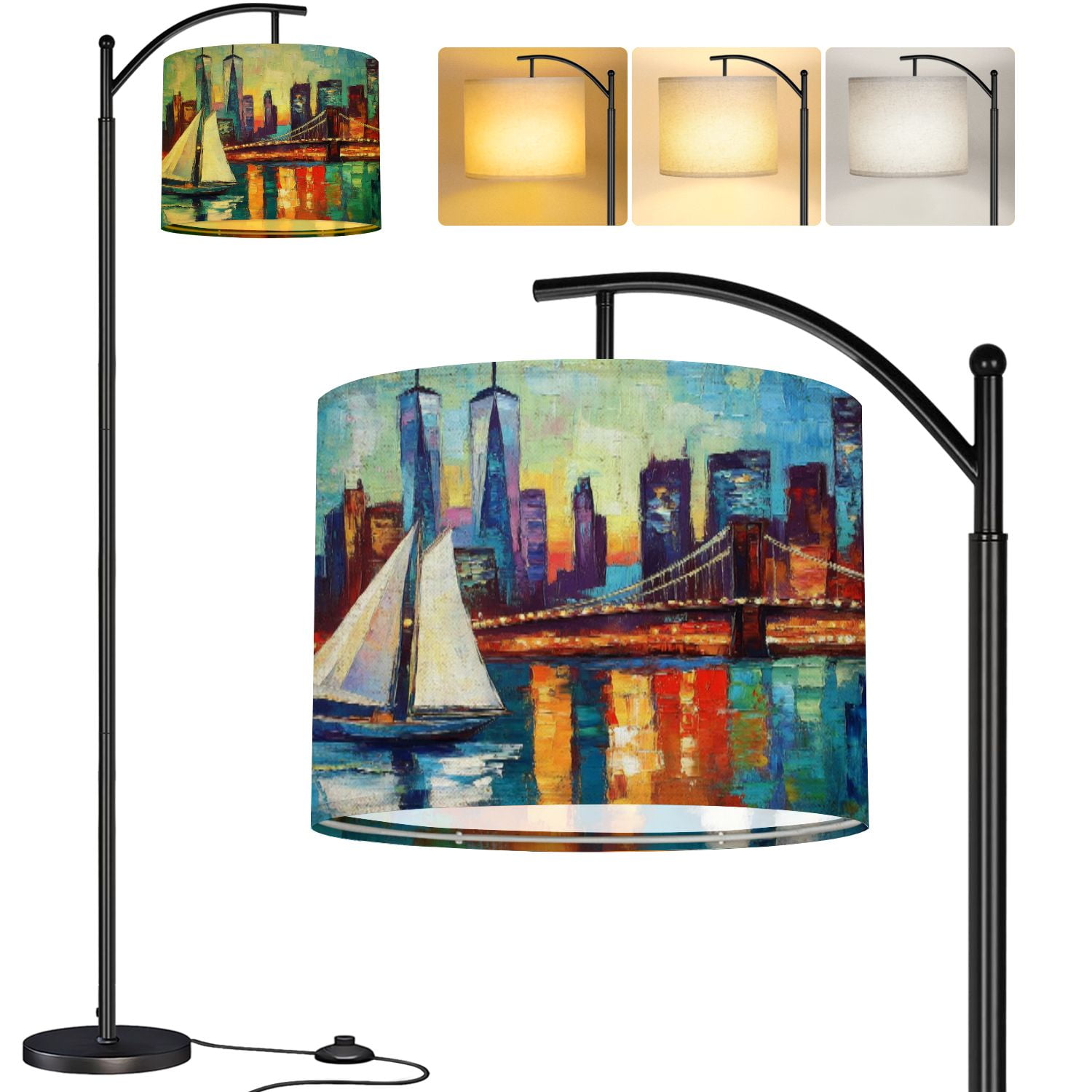 Arc Floor Lamp Cityscape Abstract Brooklyn Bridge Modern NYC Skyline ...