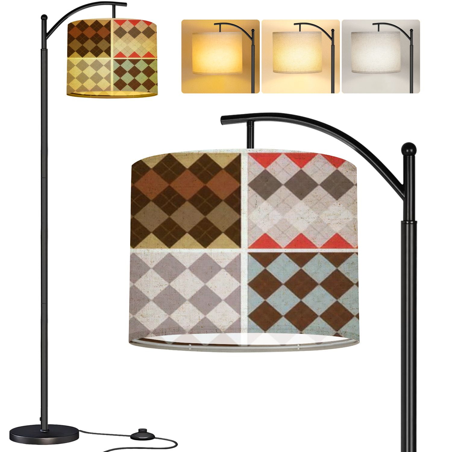 Arc Floor Lamp Classic argyle pattern four color schemes Tall Modern ...