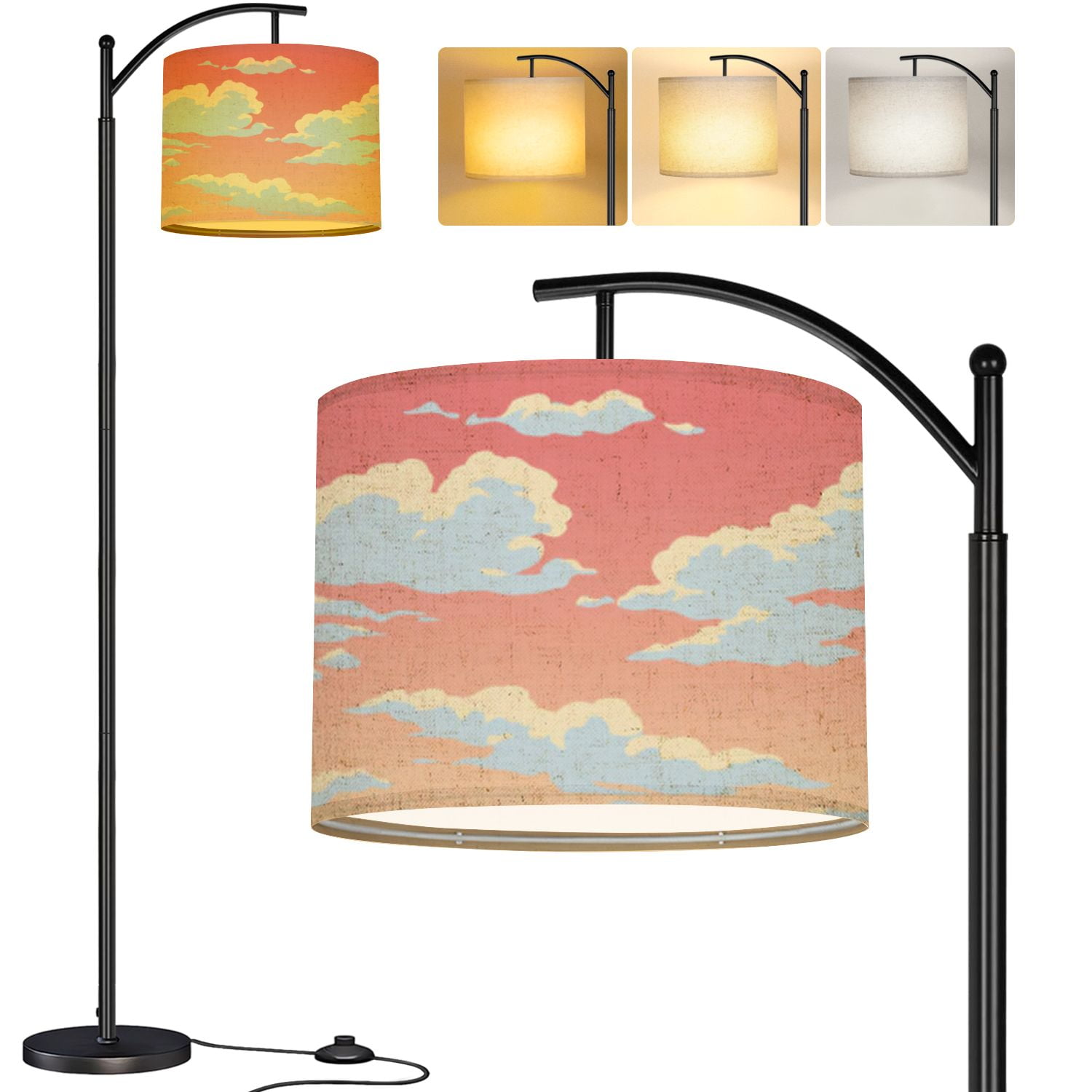 Arc Floor Lamp Cloudscape Orange Sky Tall Modern Standing Lamp LED ...