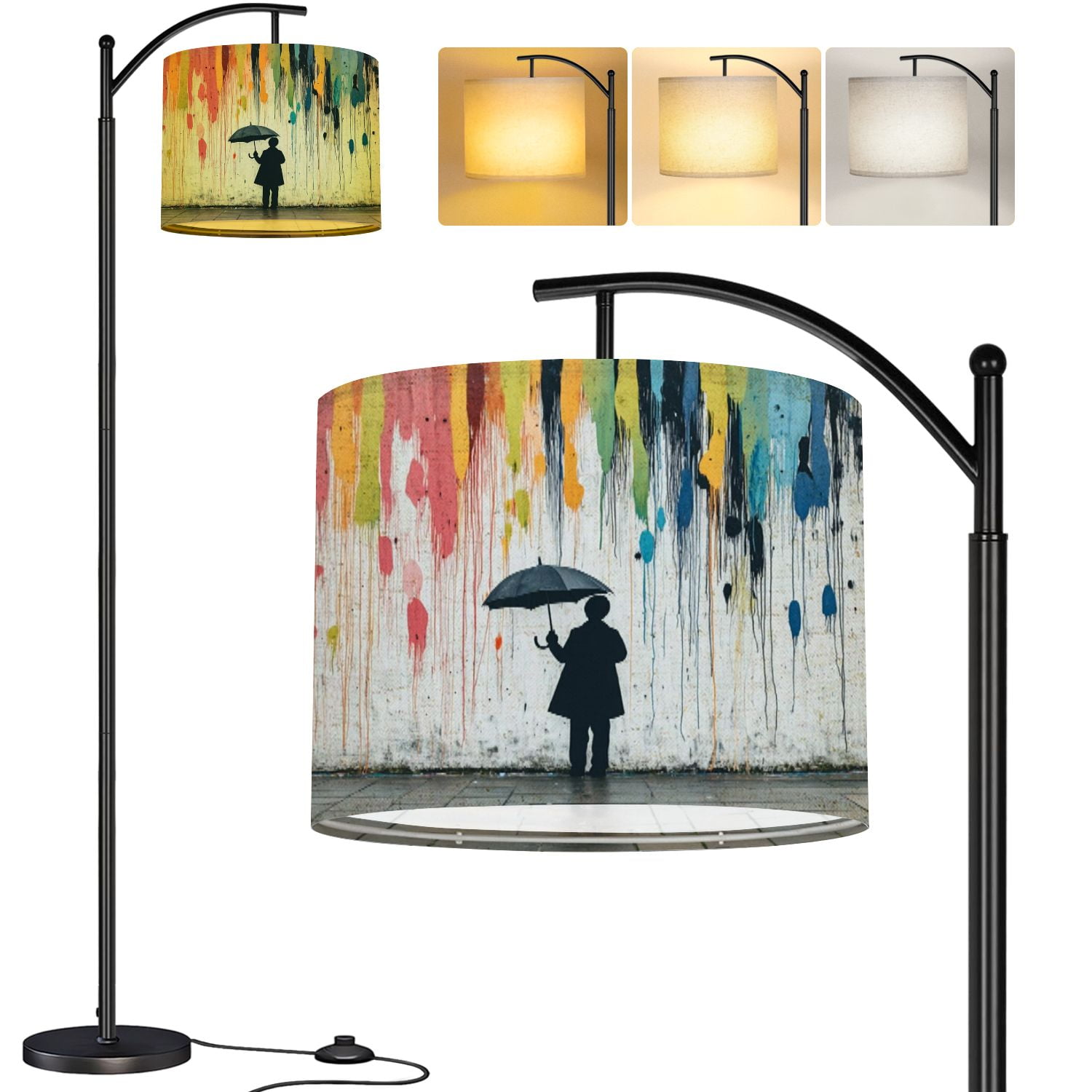 Arc Floor Lamp Colorful Rain Graffiti Modern Pop Street Silhouette ...