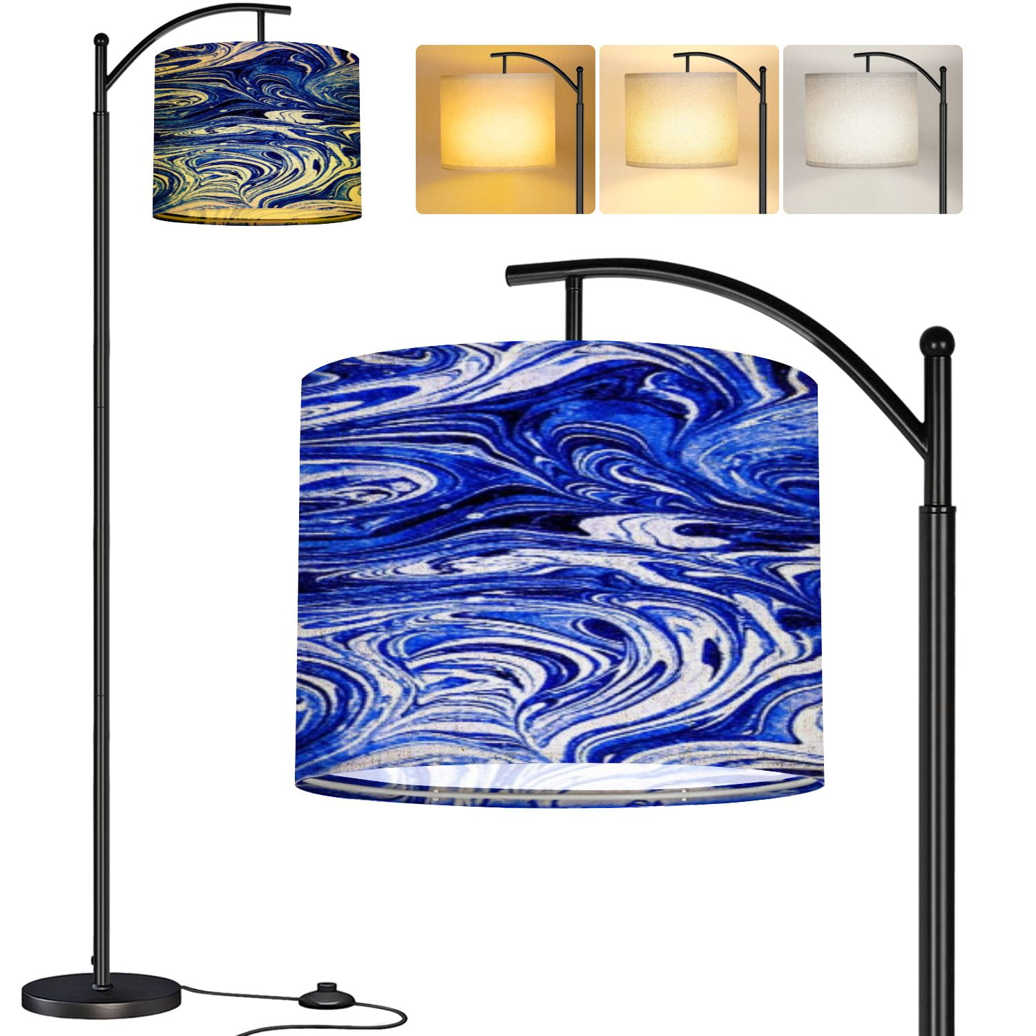 Arc Floor Lamp Colorful marbled abstract art Tall Modern Standing Lamp ...