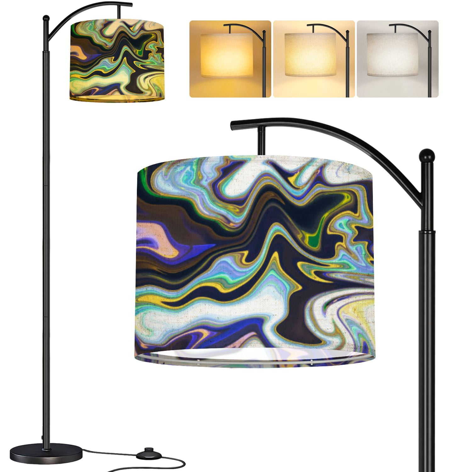 Arc Floor Lamp Colorful mix acrylic vibrant colors Tall Modern Standing ...