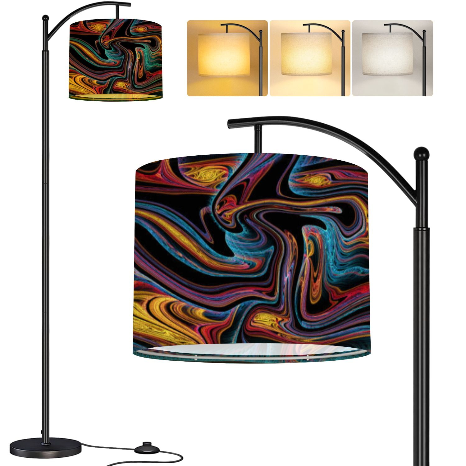 Arc Floor Lamp Colorful psychedelic liquefied Tall Modern Standing Lamp ...