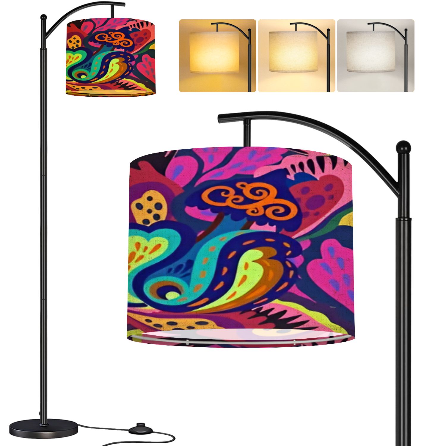Arc Floor Lamp Colorful seamless crazy psychedelic organic Tall Modern ...