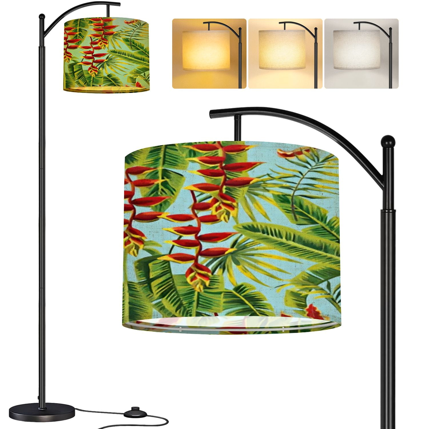 Arc Floor Lamp Composition tropic exotic plants flowers Palm banana ...