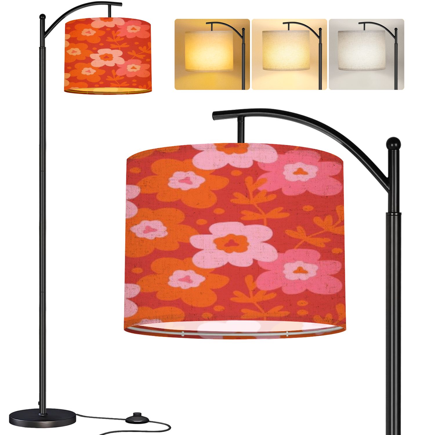 Arc Floor Lamp Contemporary seamless pattern abstract flowers vintage ...