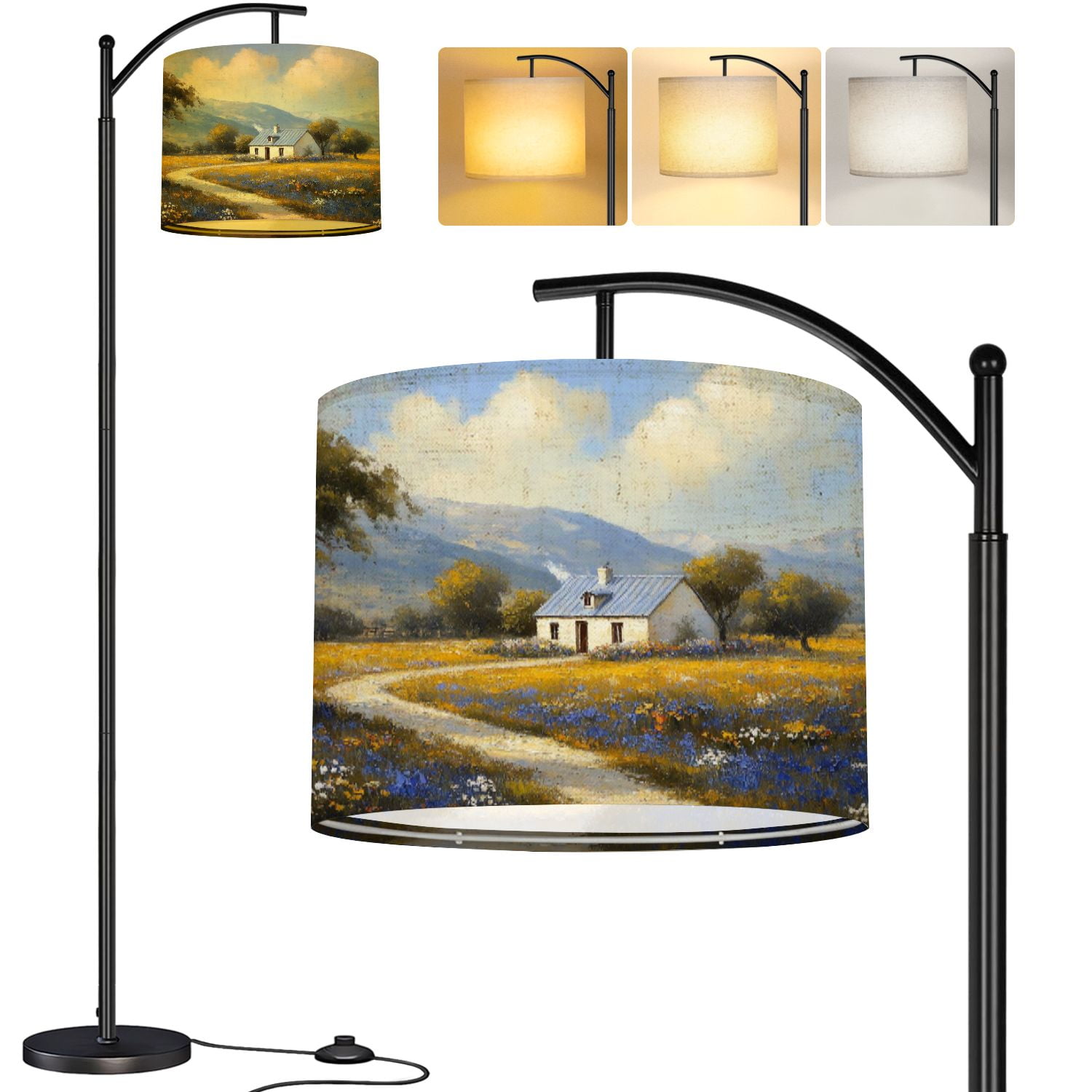Arc Floor Lamp Country Road Landscape Nature Wildflower Field Scenery ...
