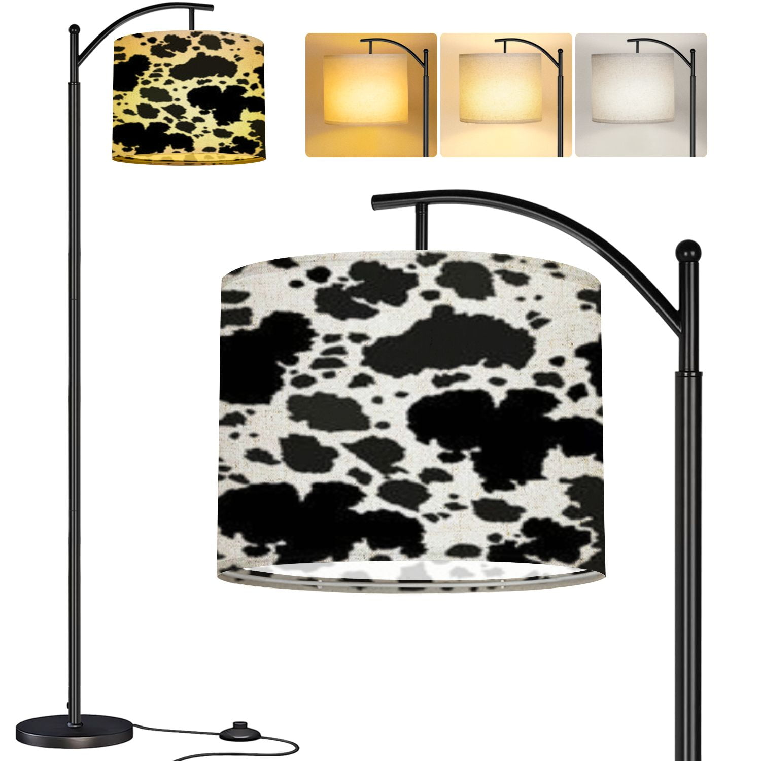 Arc Floor Lamp Cow leather skin Tall Modern Standing Lamp LED ...