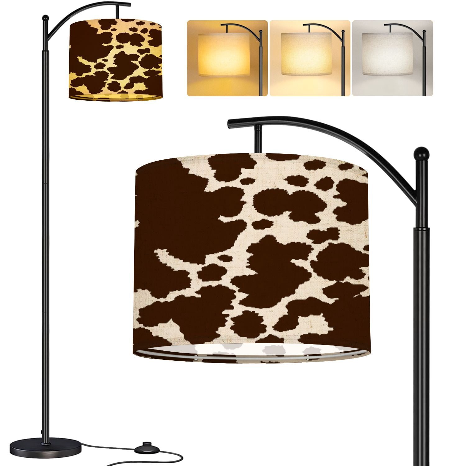 Arc Floor Lamp Cow skin seamless pattern Print animal hide brown spots ...