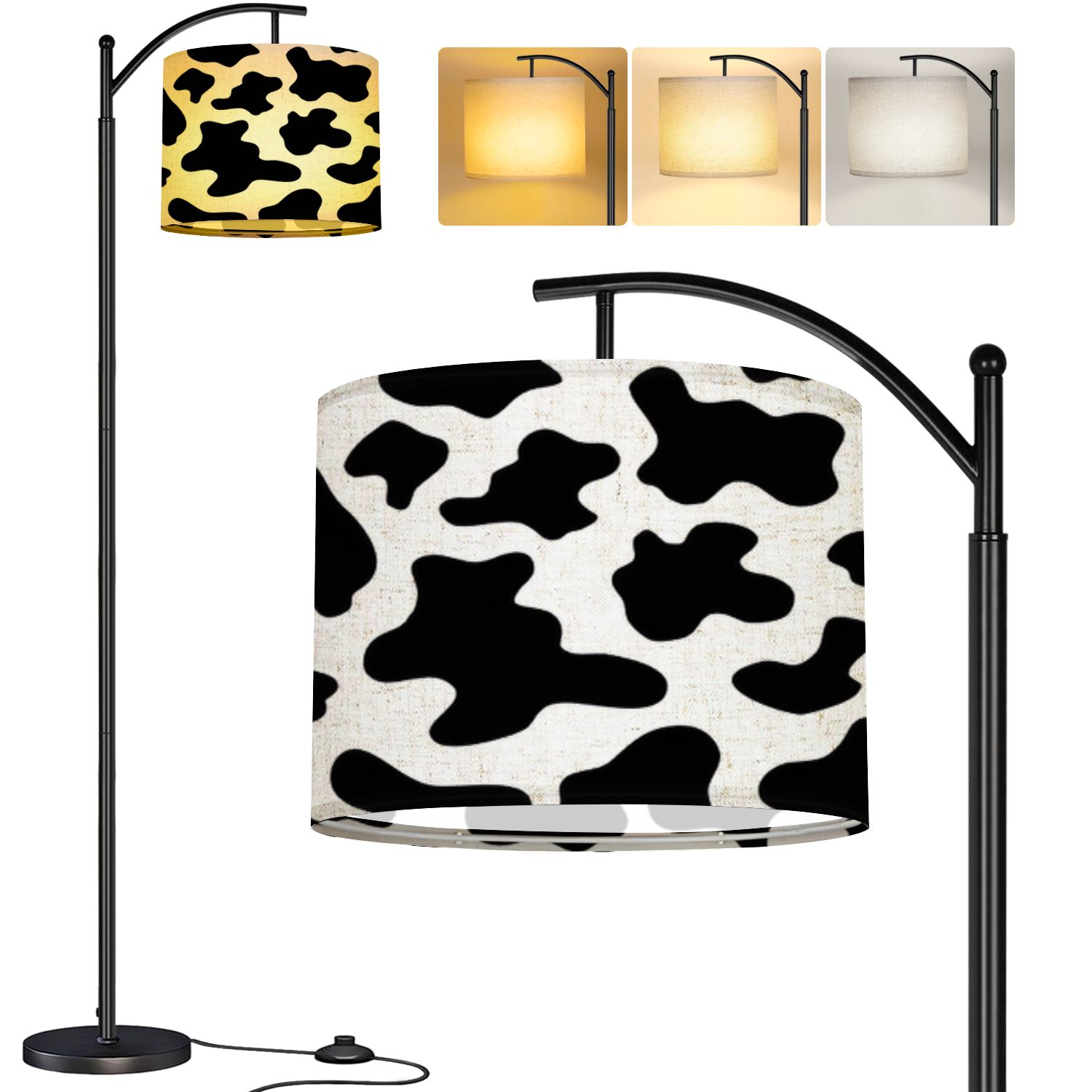 Arc Floor Lamp Cow texture backdrop Tall Modern Standing Lamp LED ...