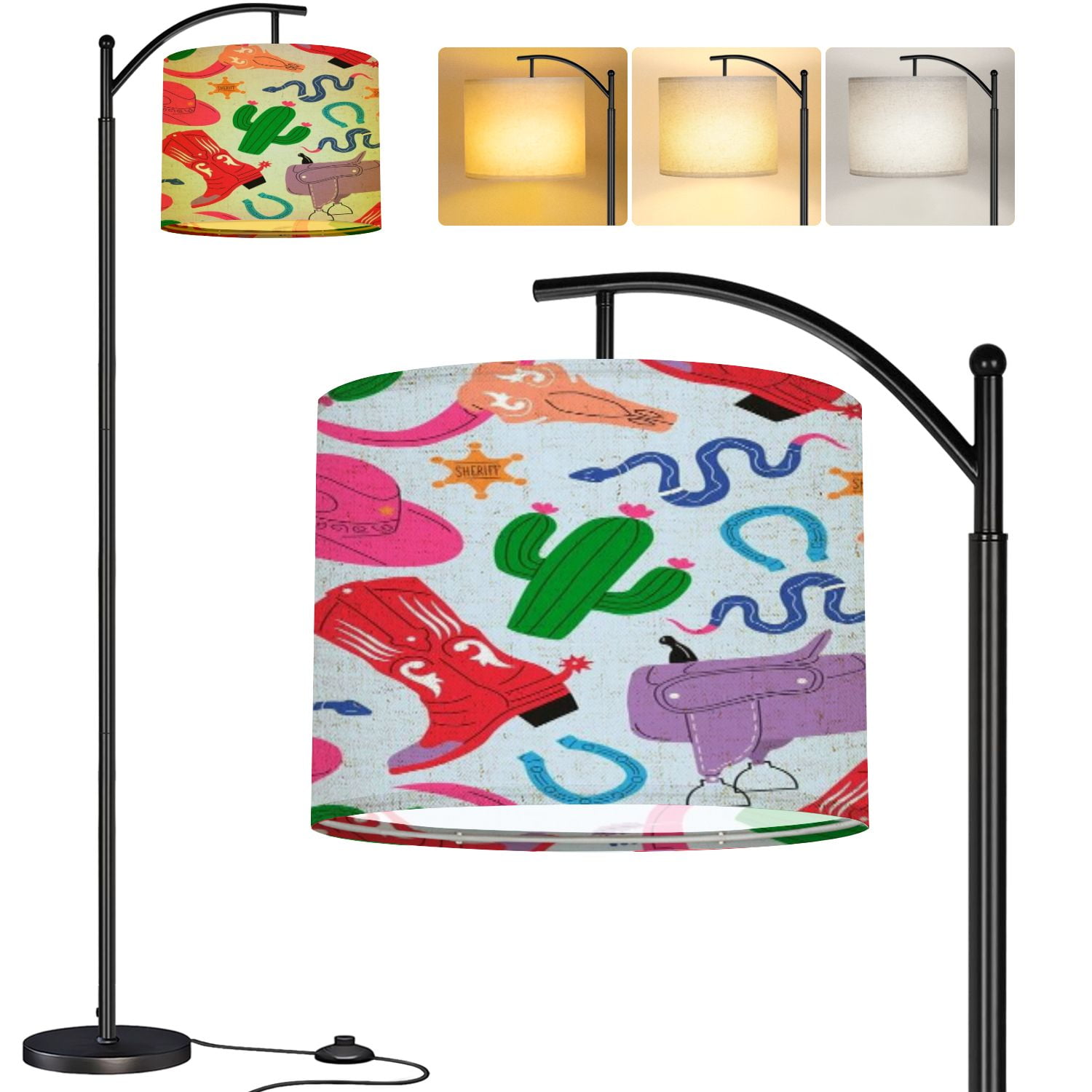 Arc Floor Lamp Cowboy western theme pattern wild west Various objects ...